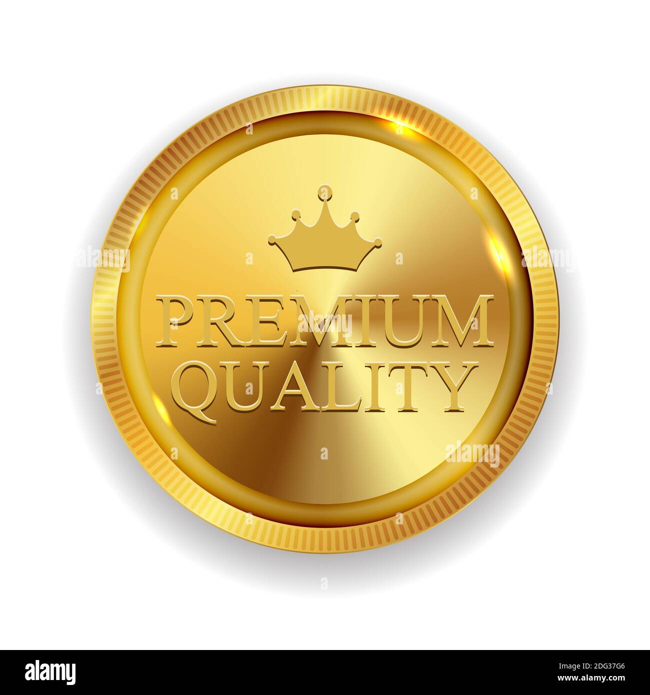 Premium Quality Golden Medal Icon Seal Sign Isolated on White ...