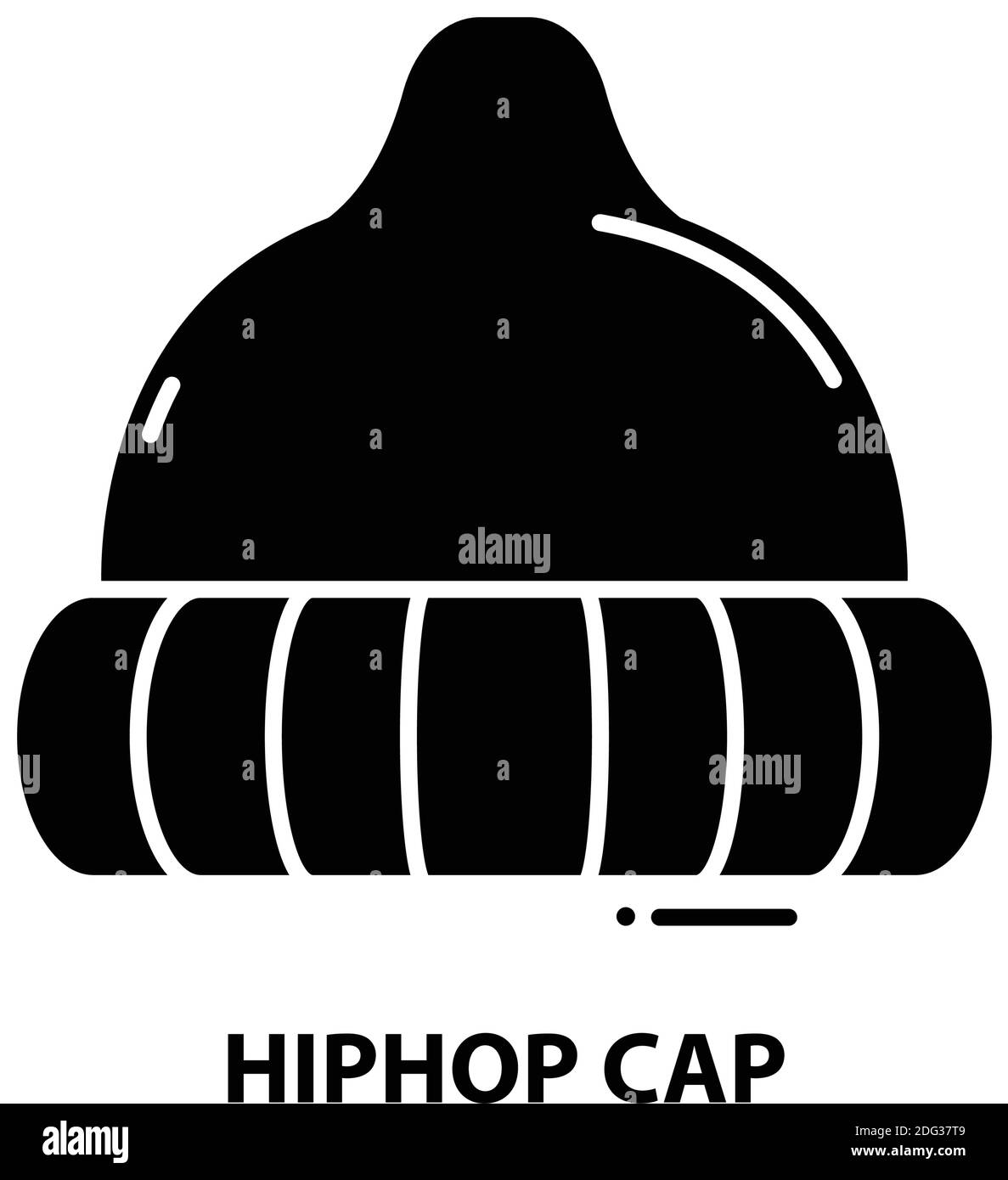 hiphop cap icon, black vector sign with editable strokes, concept ...