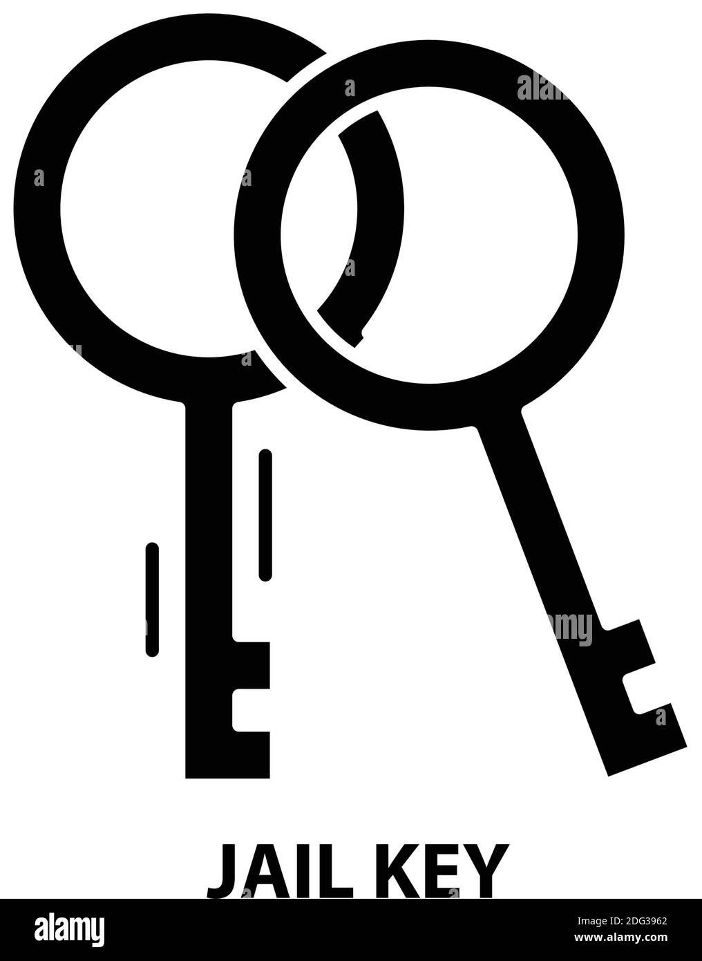 jail key icon, black vector sign with editable strokes, concept ...