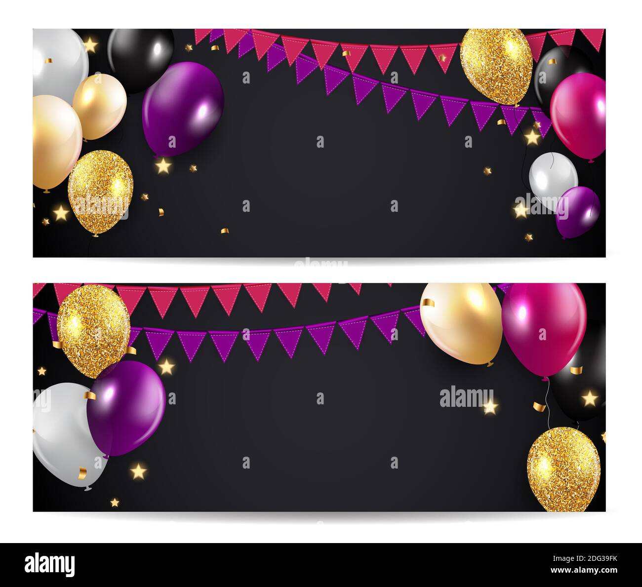 Color glossy balloons birthday party card background. illustration ...