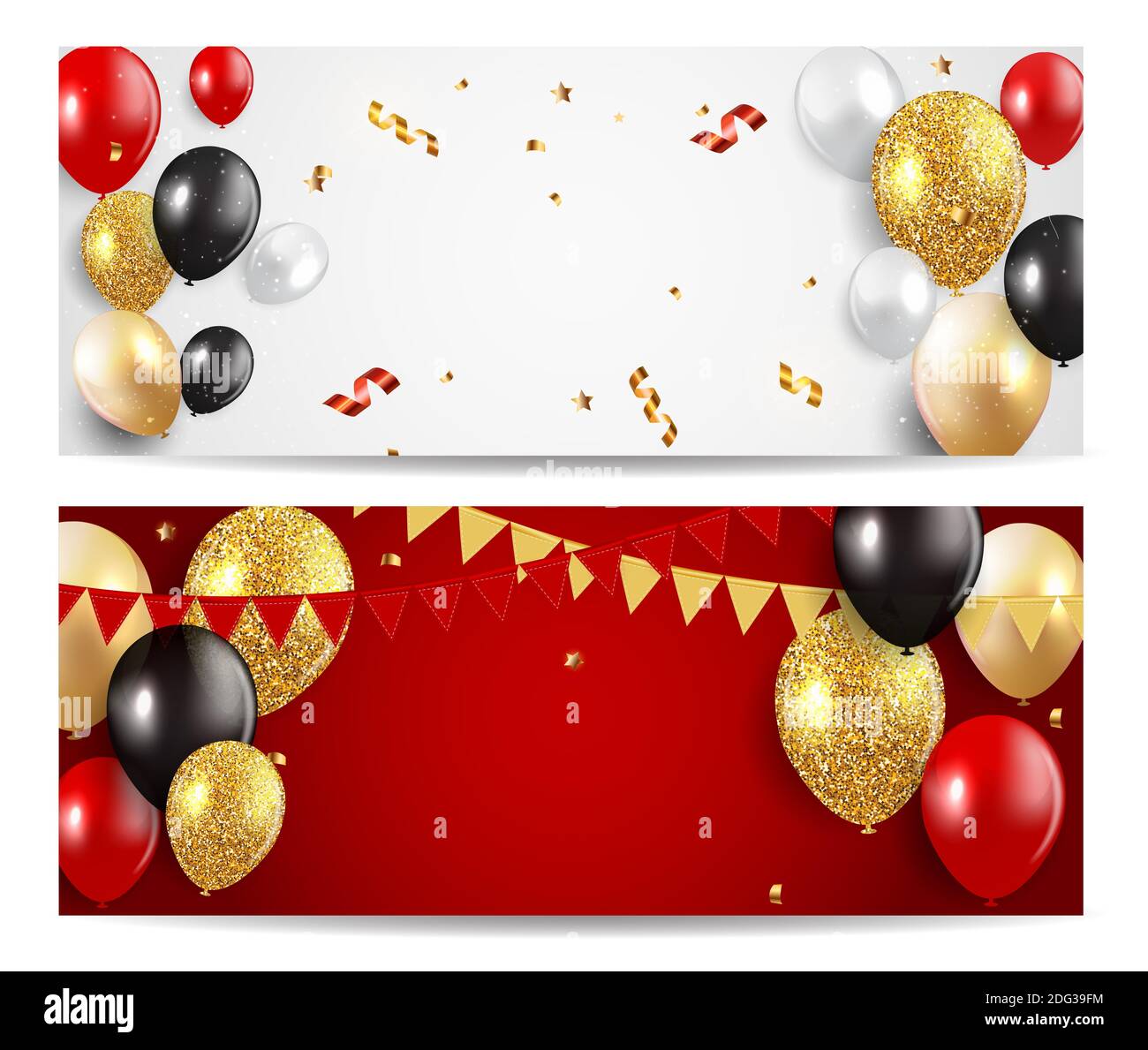 Color glossy balloons birthday party card background. illustration ...