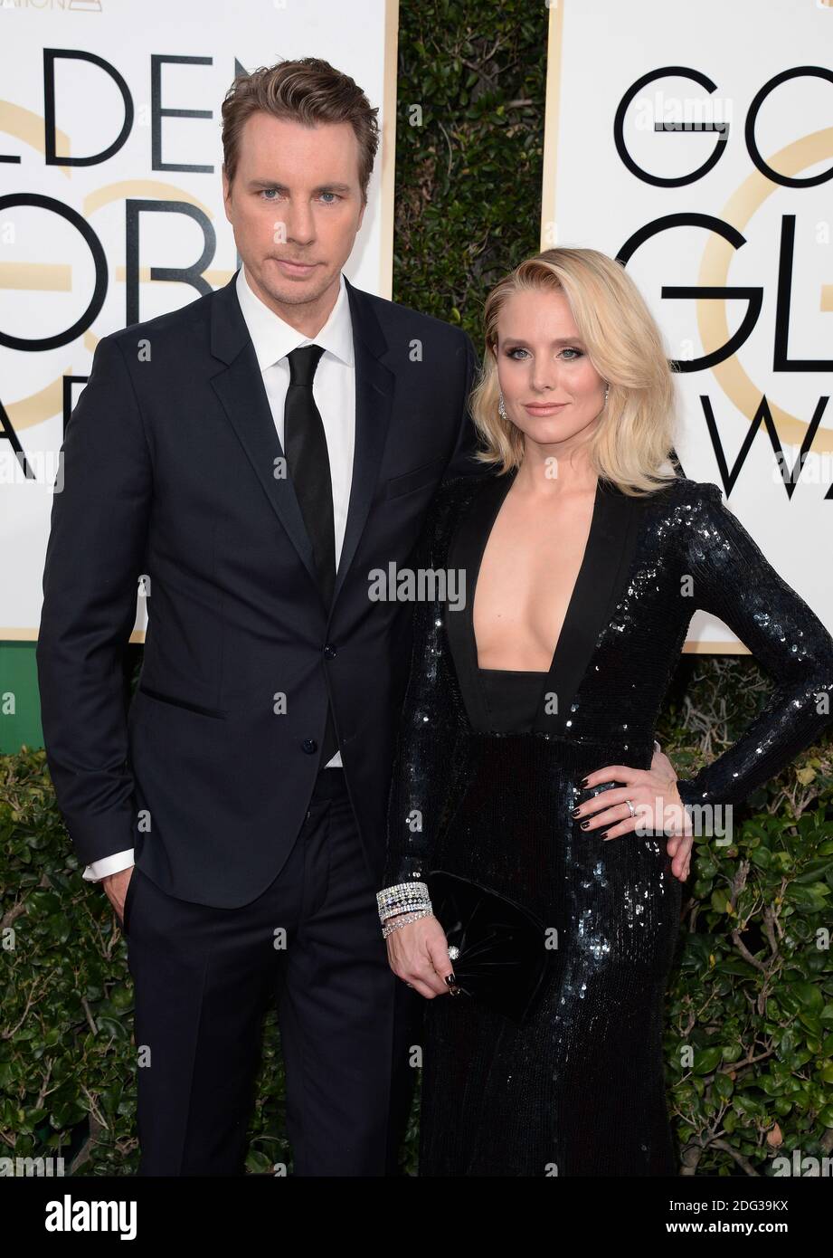 Dax Shepard and Kristen Bell attend the 74th Annual Golden Globe Awards ...