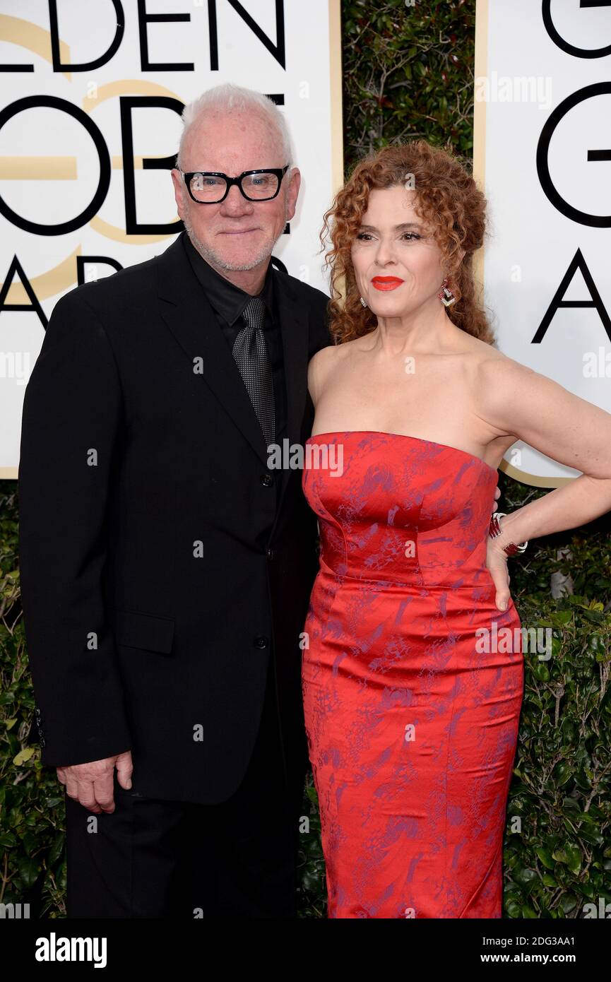 Malcolm McDowell and Bernadette Peters attend the 74th Annual Golden ...