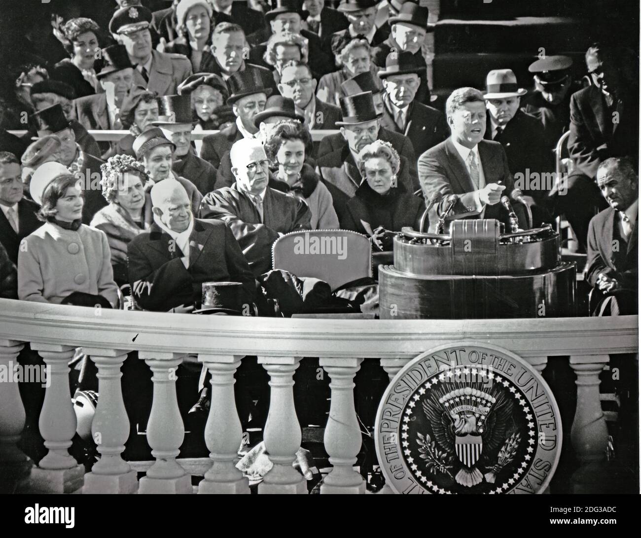 United States President John F. Kennedy delivers his Inaugural Address ...