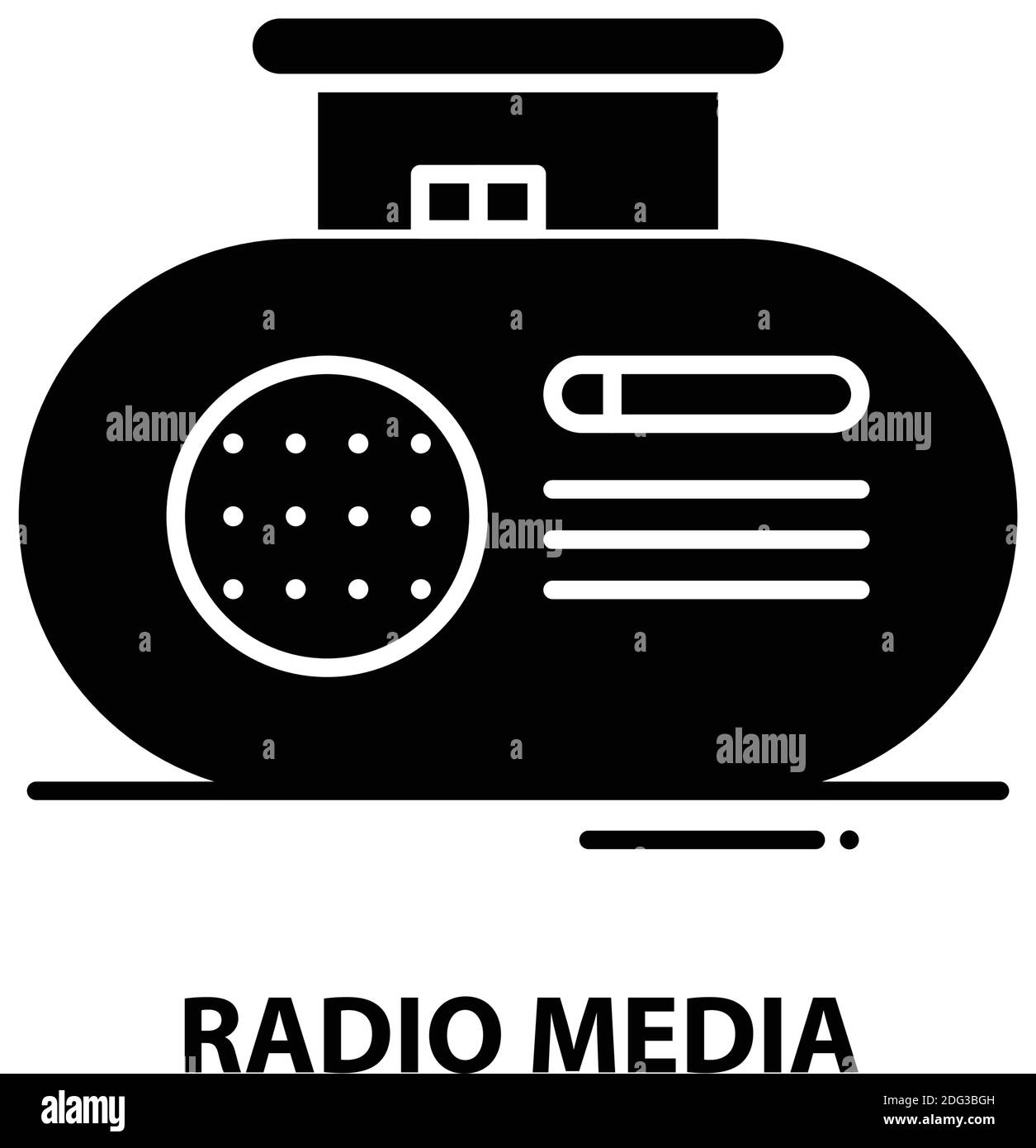 radio media icon, black vector sign with editable strokes, concept ...