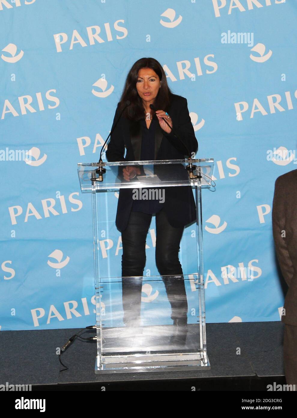 Paris mayor Anne Hidalgo addresses her New Year wishes to the members ...