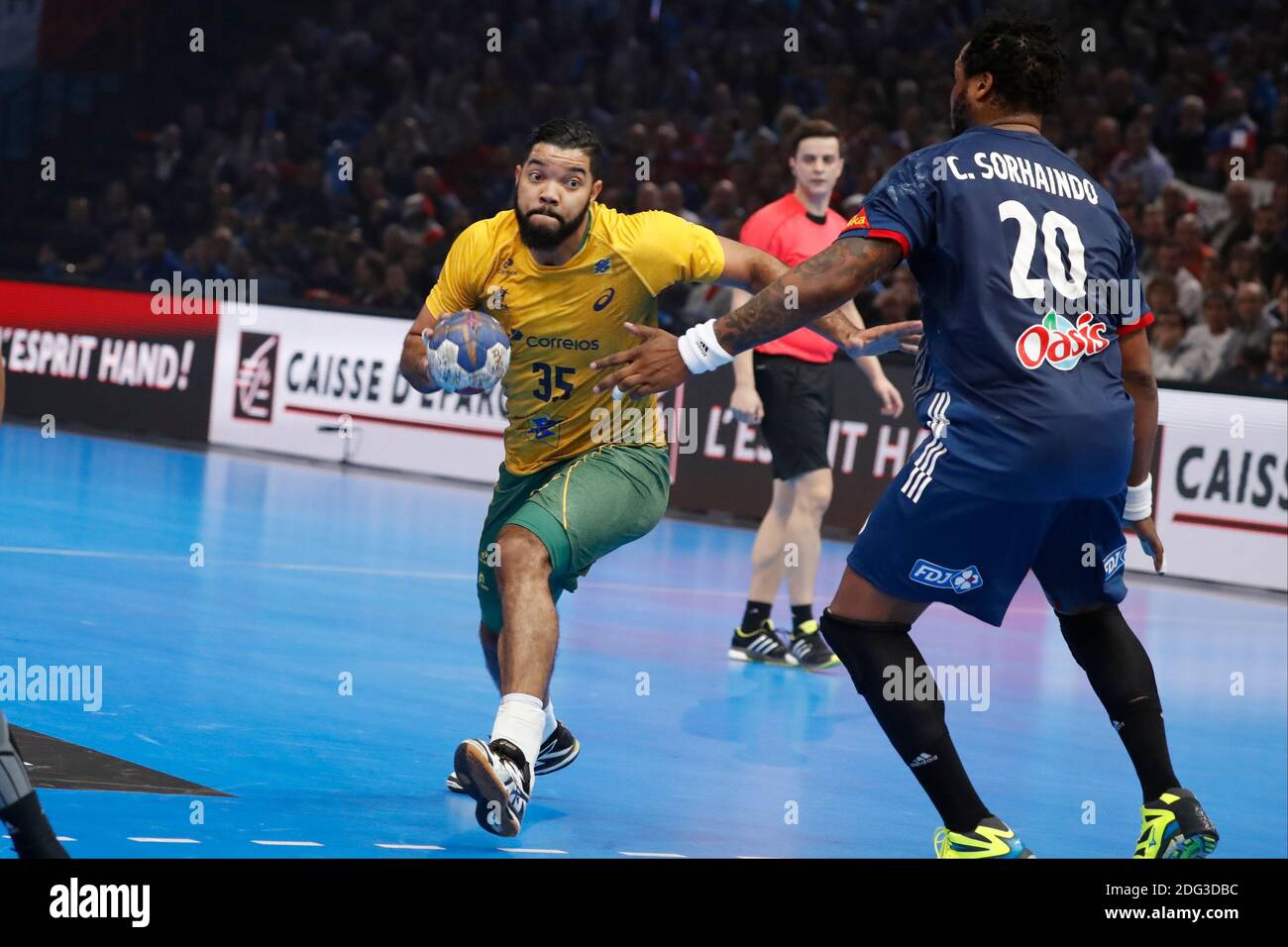 France's Cedric Sorhaindo battling Brazil's Thiago Ponciano during ...