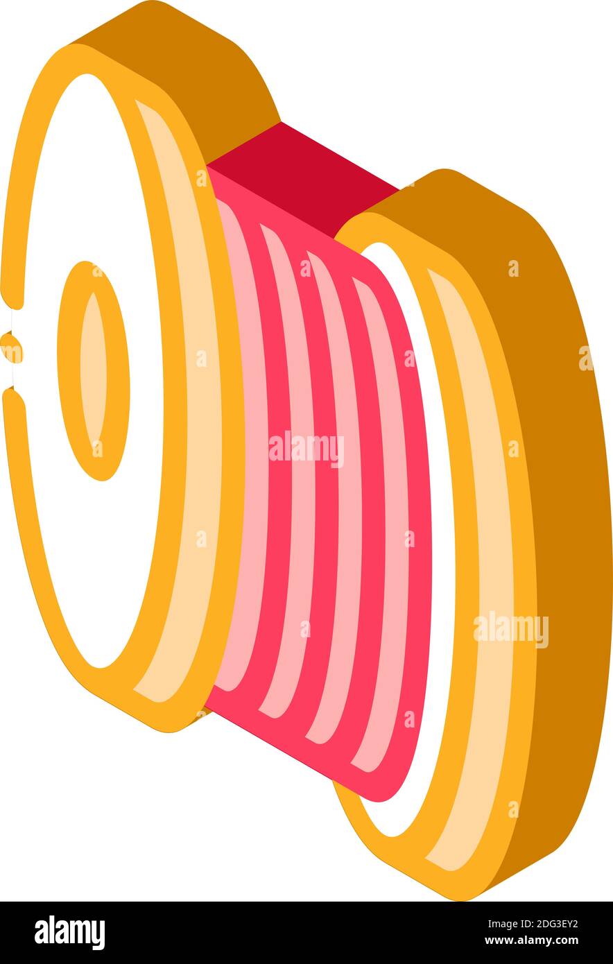 Bobbin Fiber Isometric Icon Vector Illustration Color Stock Vector