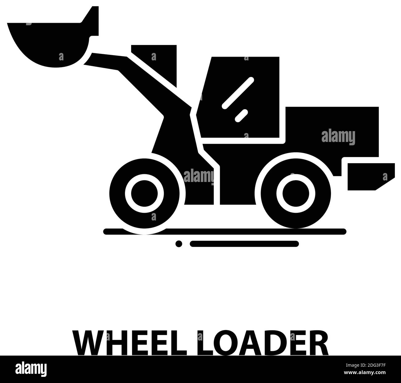 wheel loader icon, black vector sign with editable strokes, concept ...