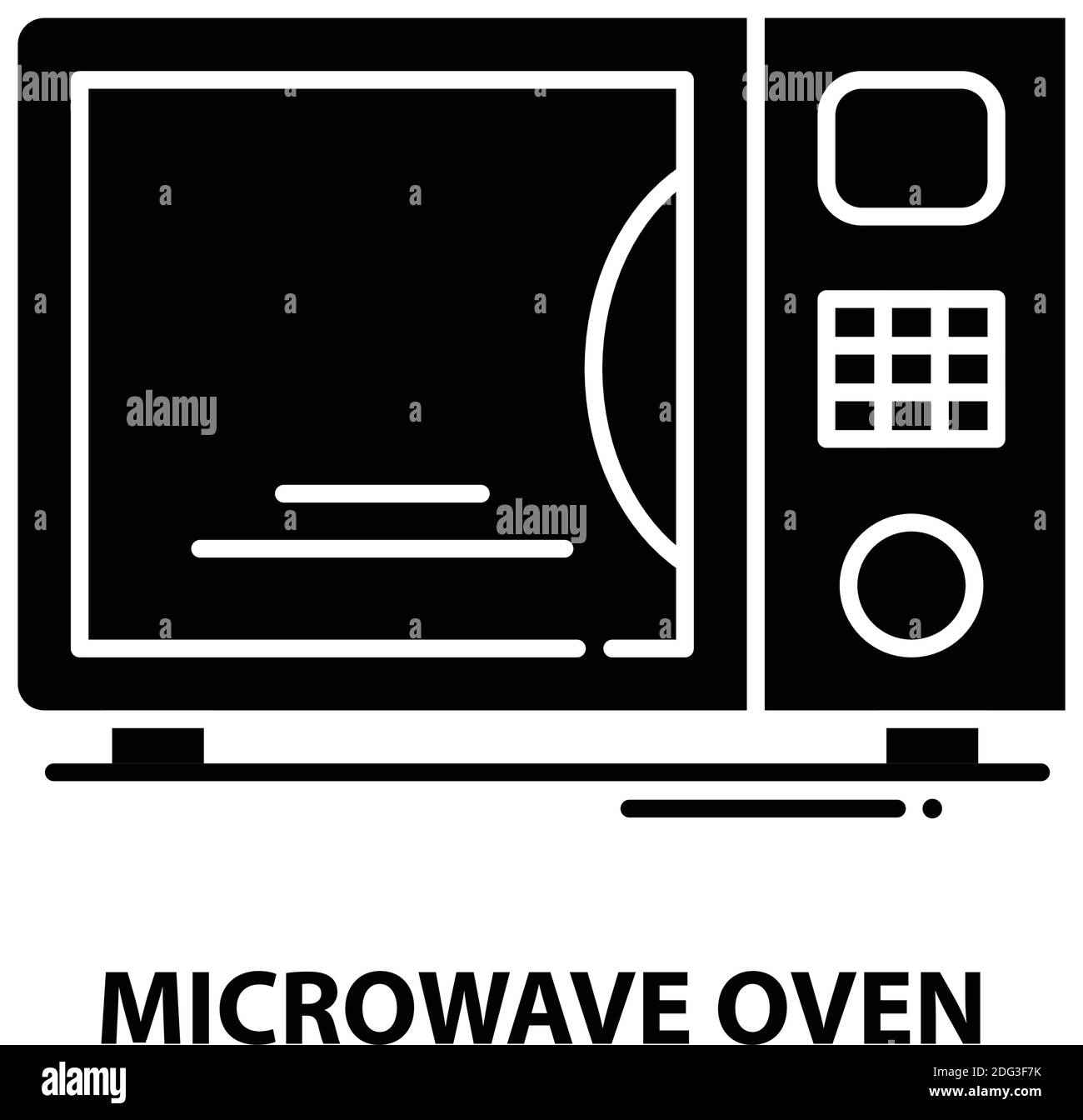 electronic microwave oven icon, black vector sign with editable strokes ...