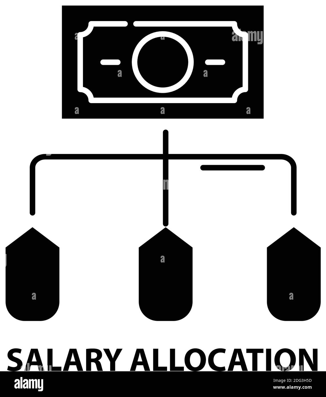 salary allocation icon, black vector sign with editable strokes ...