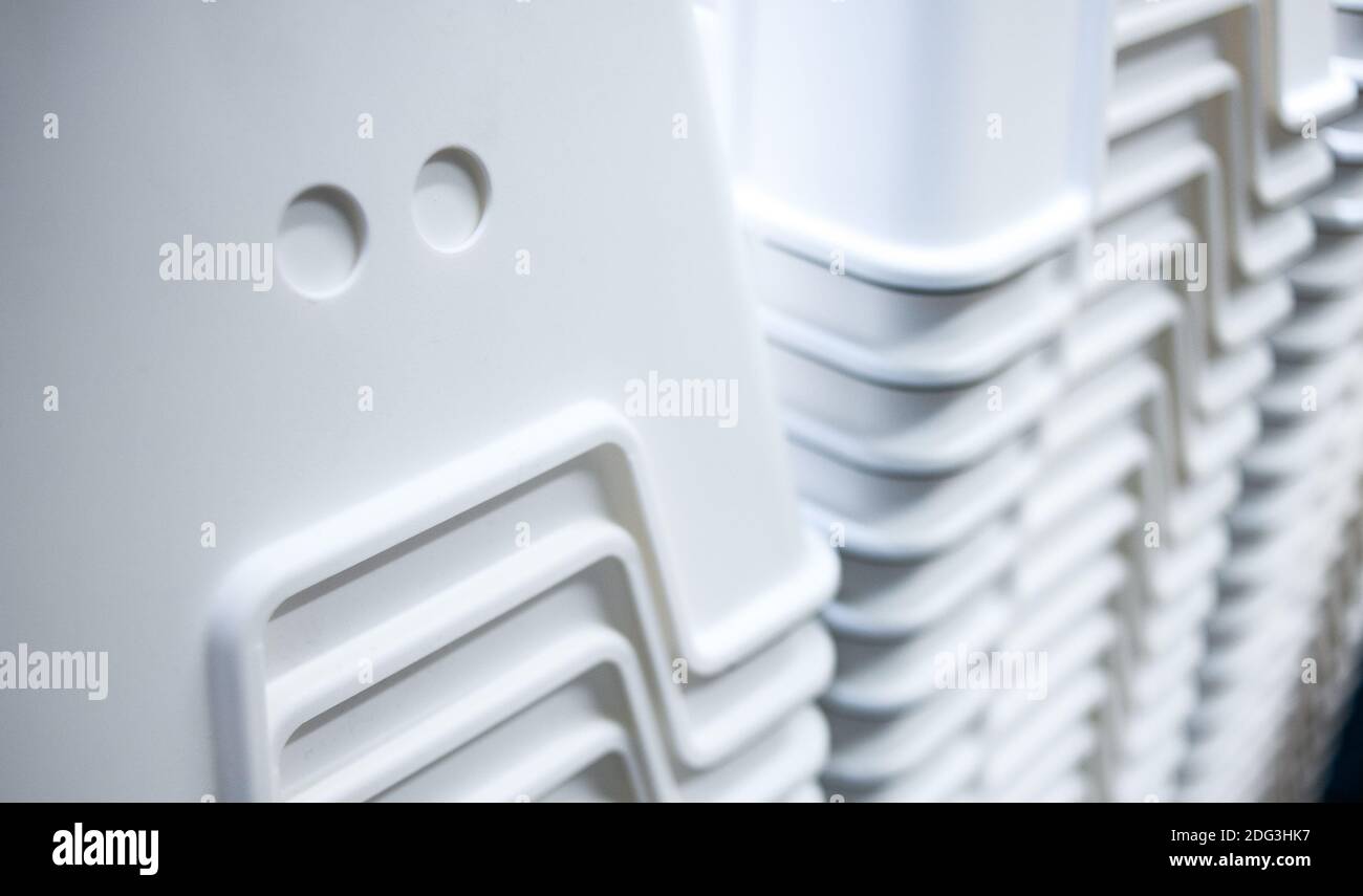 plastic containers in a stack closeup (small depth of field Stock Photo ...