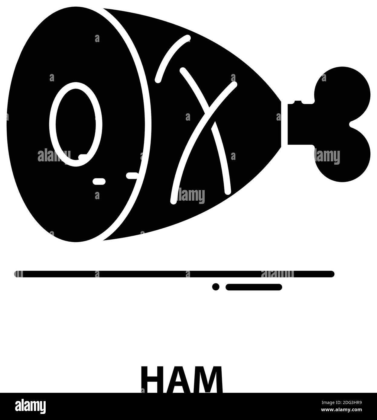 ham icon, black vector sign with editable strokes, concept illustration ...