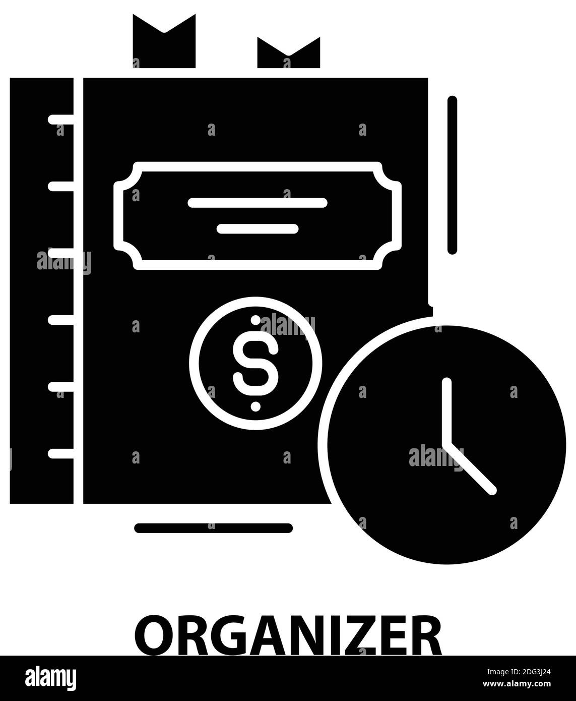 organizer icon, black vector sign with editable strokes, concept ...