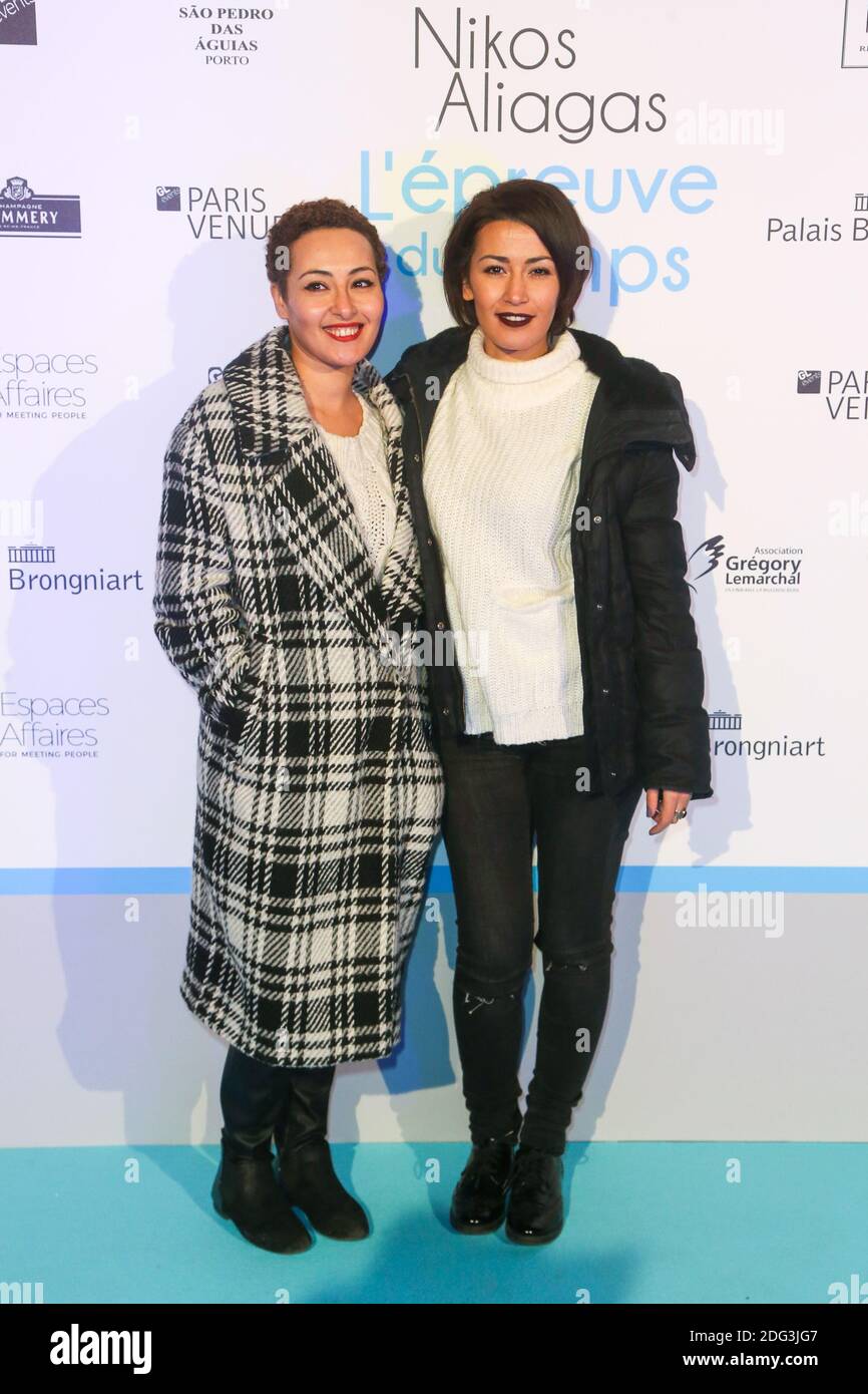 Karima Charni and Hedia Charni pose during the exhibition of TV and ...