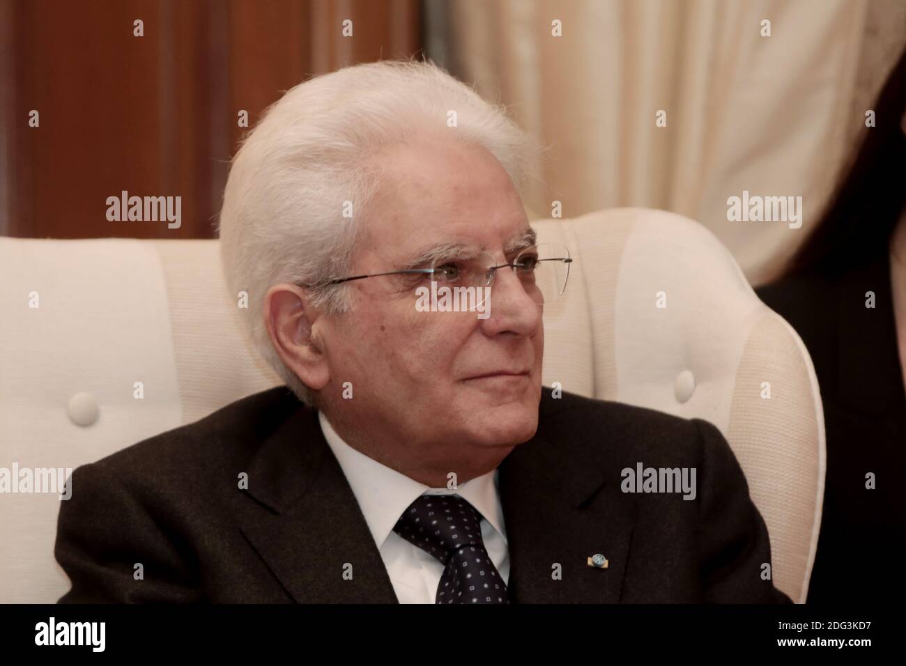 Italian President Sergio Mattarella at Maximos mansion, in Athens ...