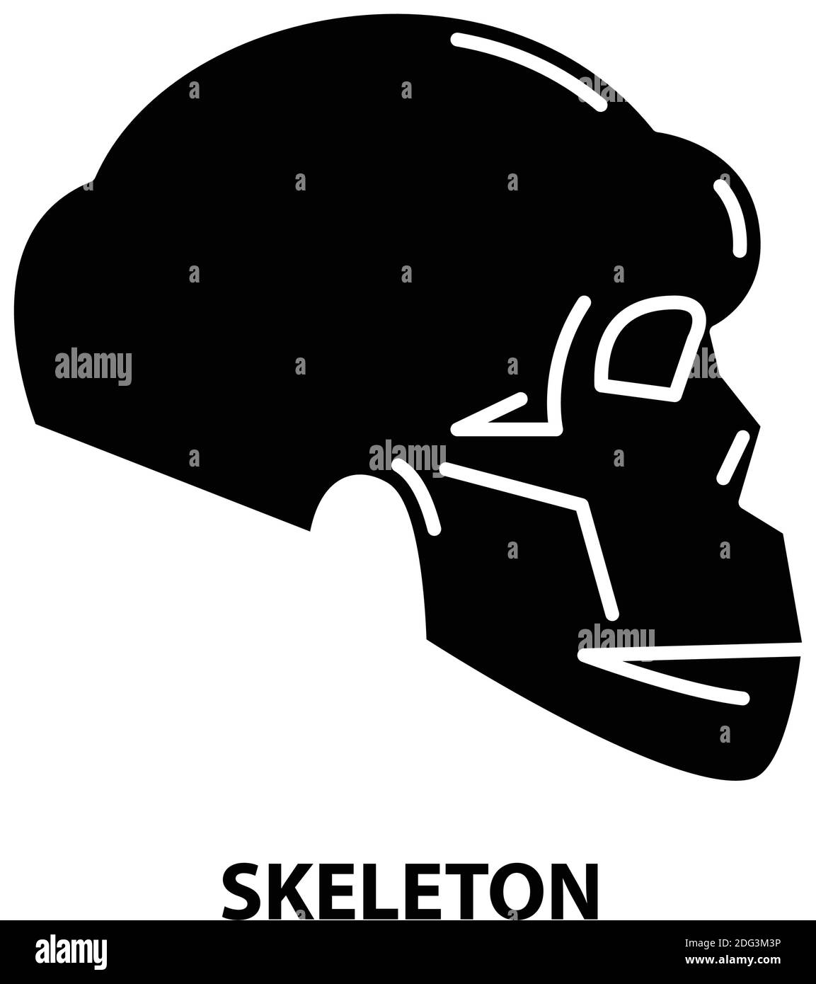 skeleton icon, black vector sign with editable strokes, concept ...