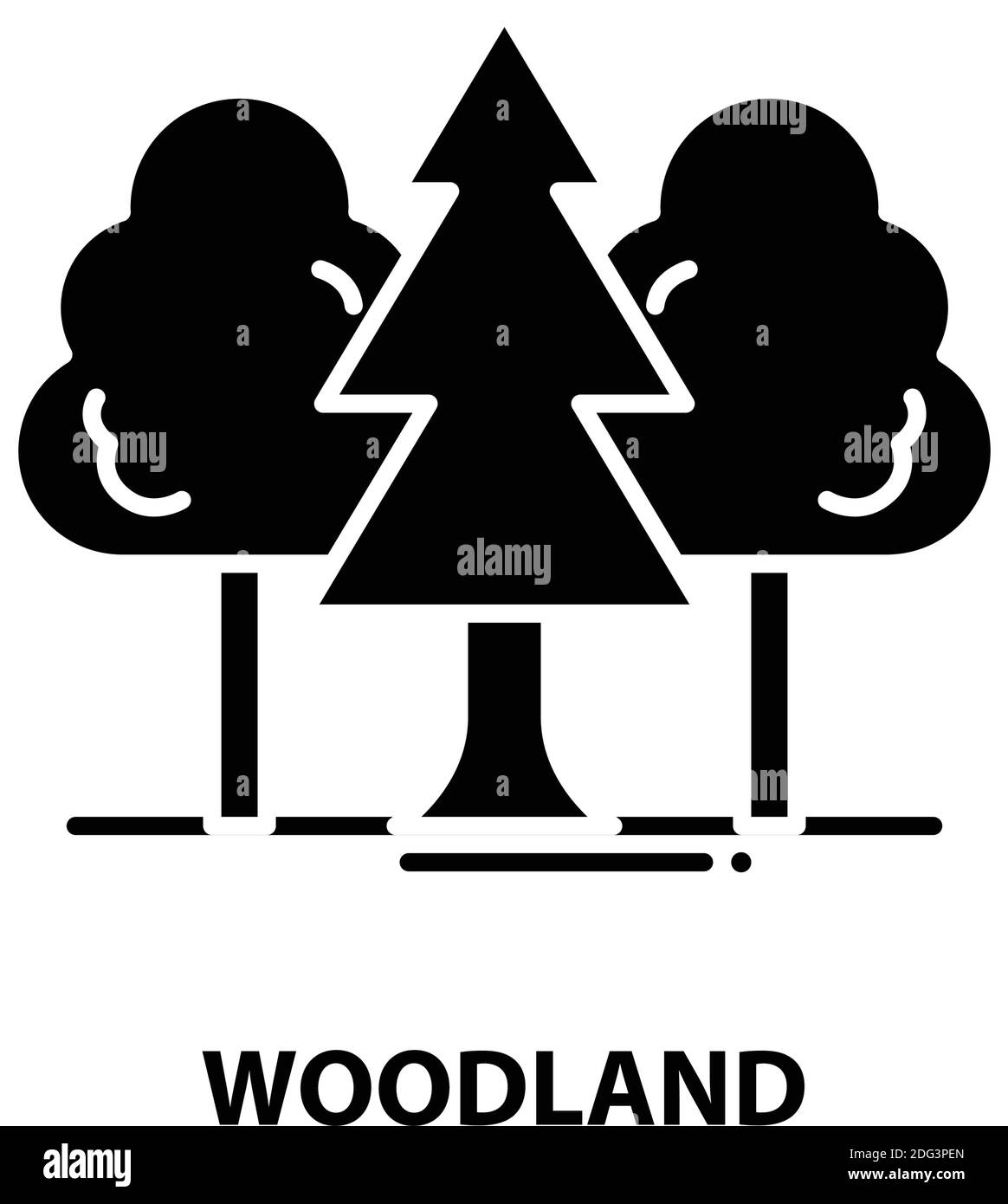 woodland icon, black vector sign with editable strokes, concept ...