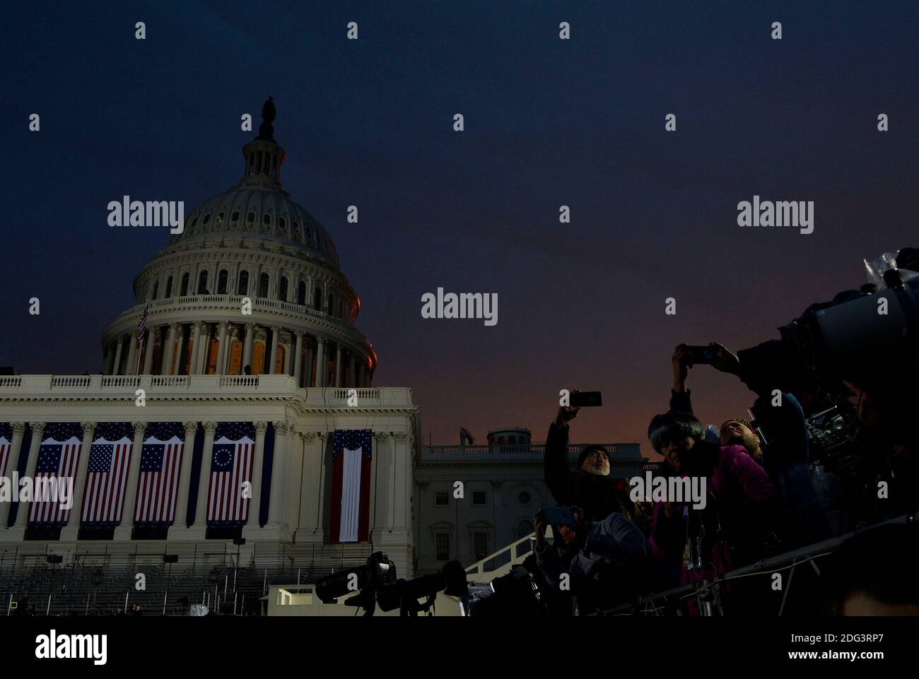 View of the inaugural platform before the swearing-in ceremonies in the ...