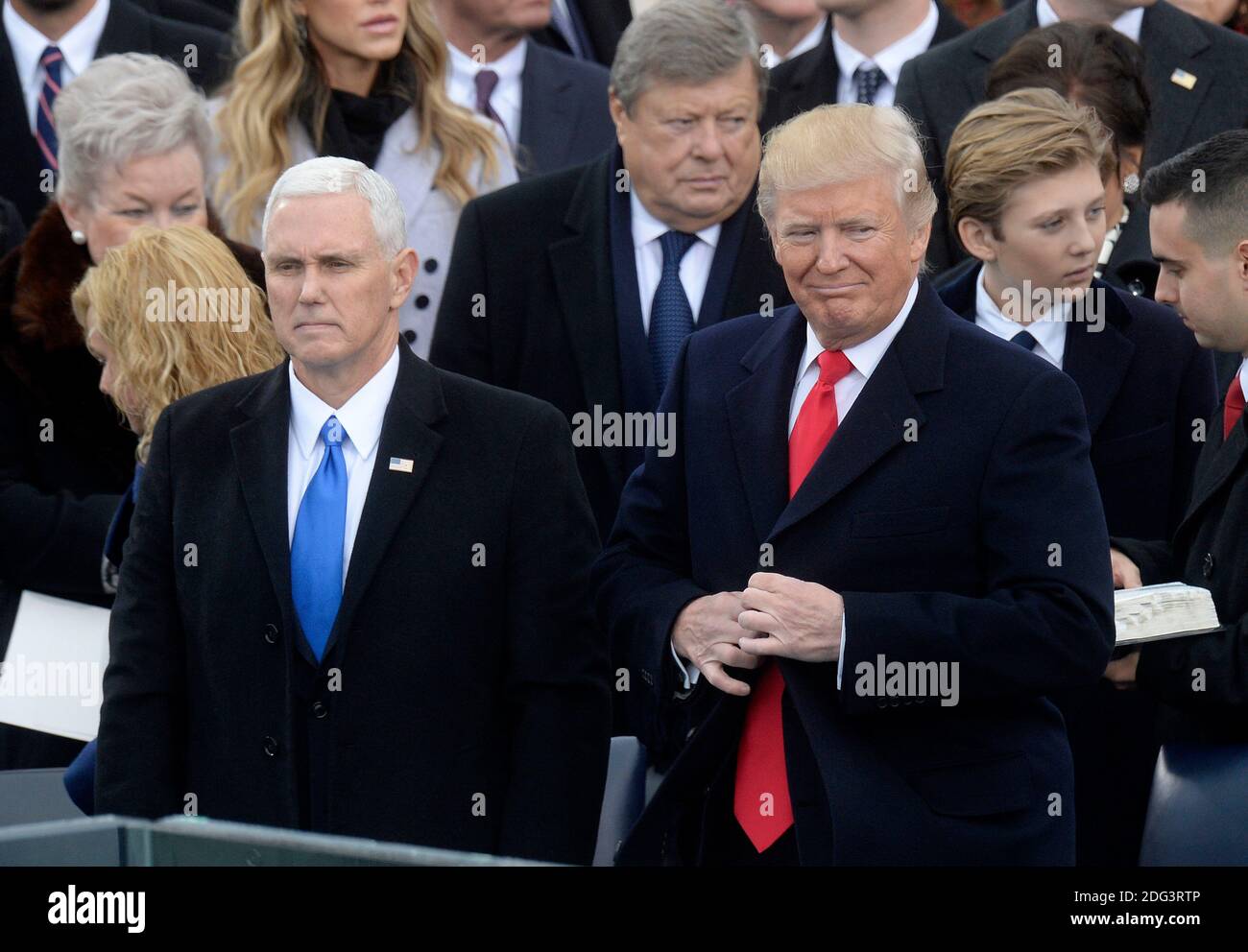 President Donald Trump and Vice President Mike Pence look on during the 58th Presidential ...