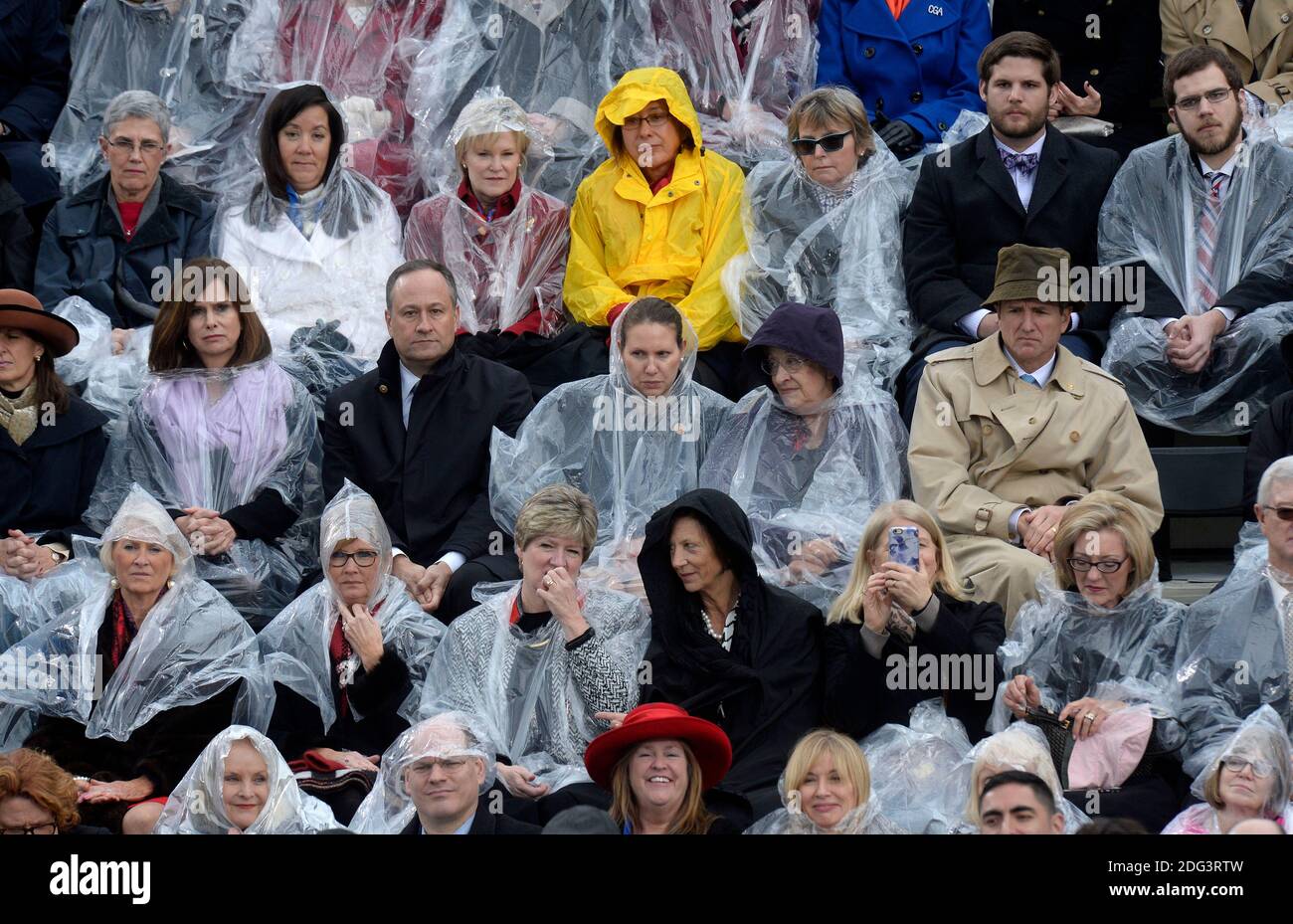 Guests and members of congress watch the 58th Presidential Inauguration ...