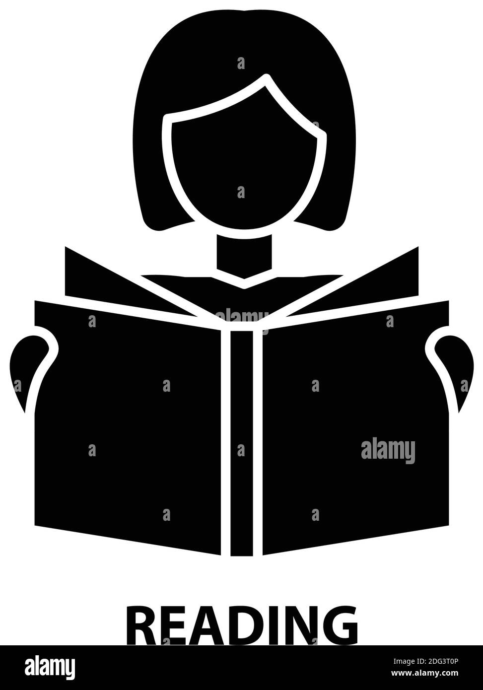 reading icon, black vector sign with editable strokes, concept symbol ...