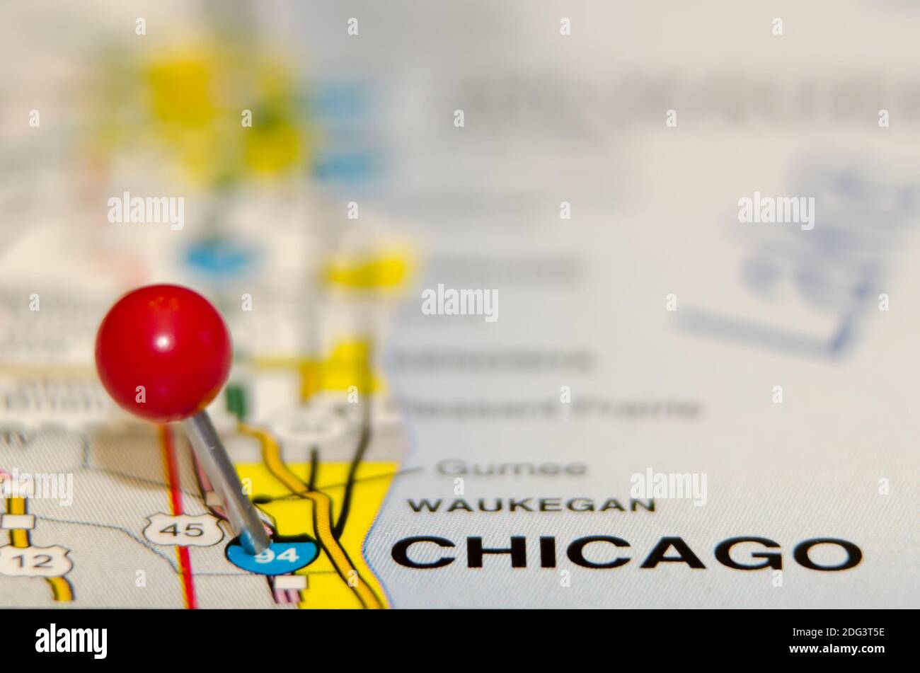 Chicago city pin on the map Stock Photo - Alamy