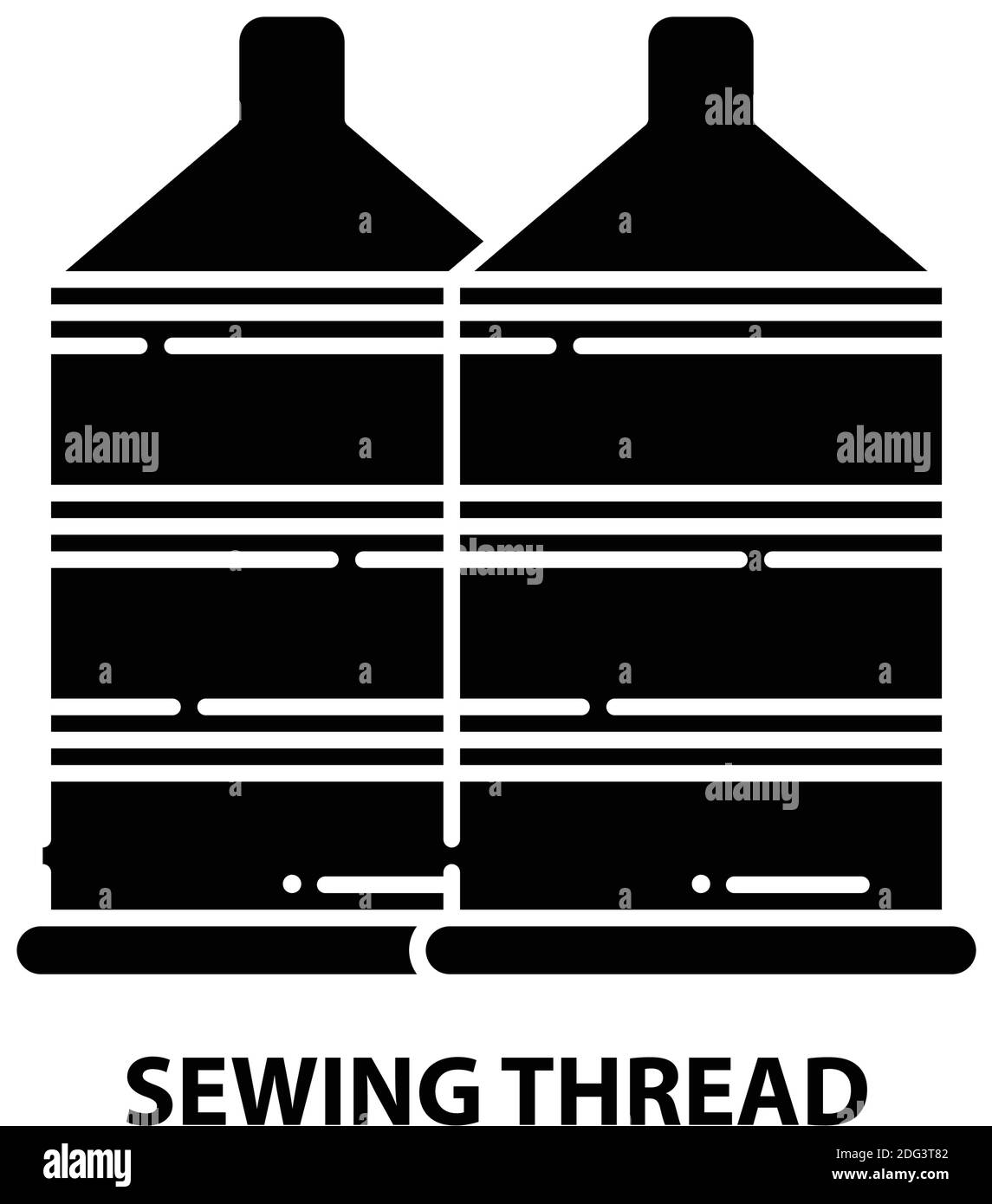 sewing thread symbol icon, black vector sign with editable strokes ...