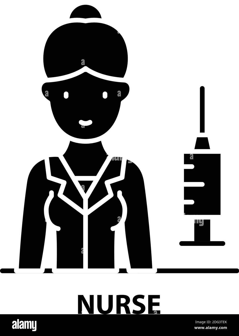 nurse symbol icon, black vector sign with editable strokes, concept ...