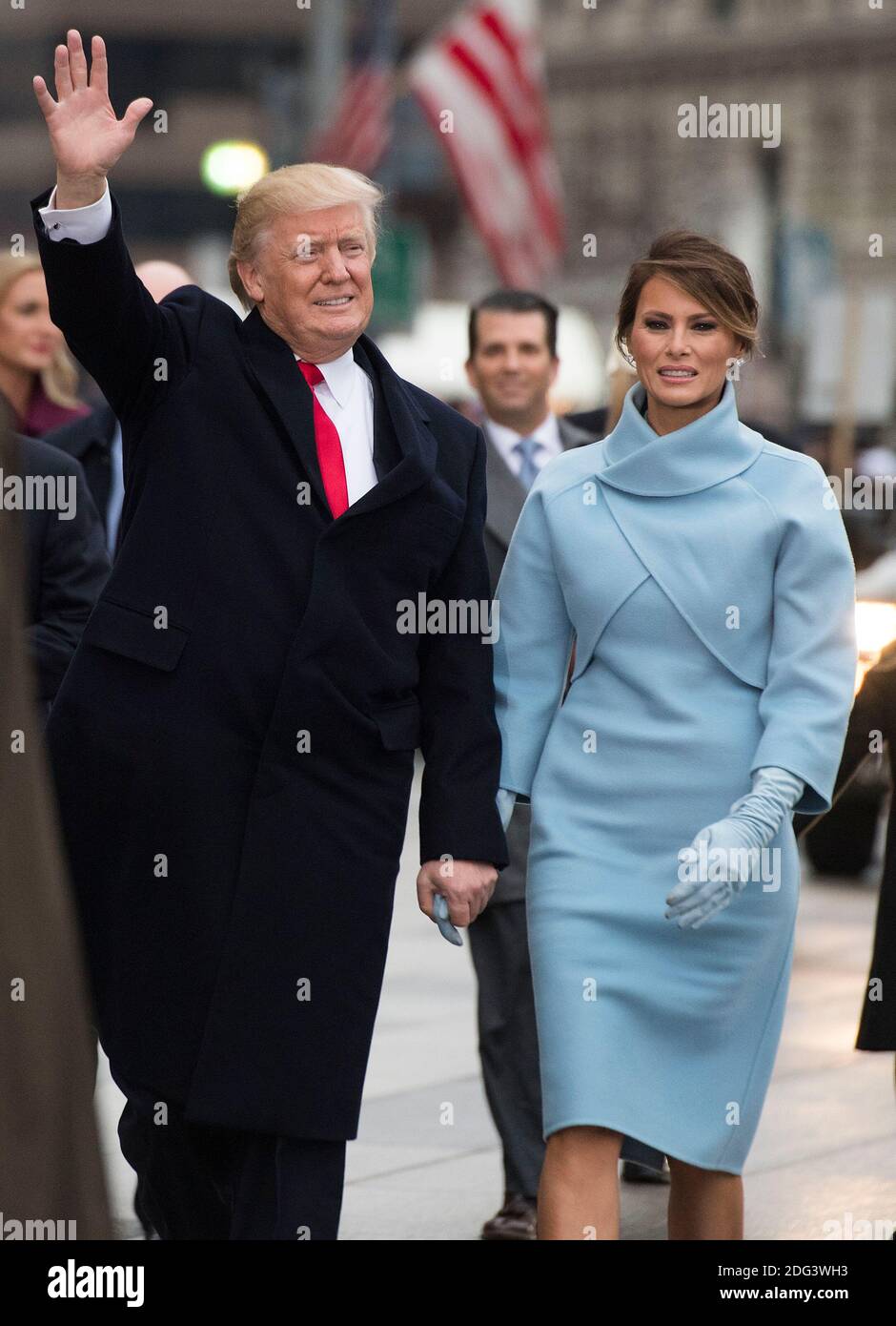 President Donald Trump and First Lady Melania Trump walk in their ...