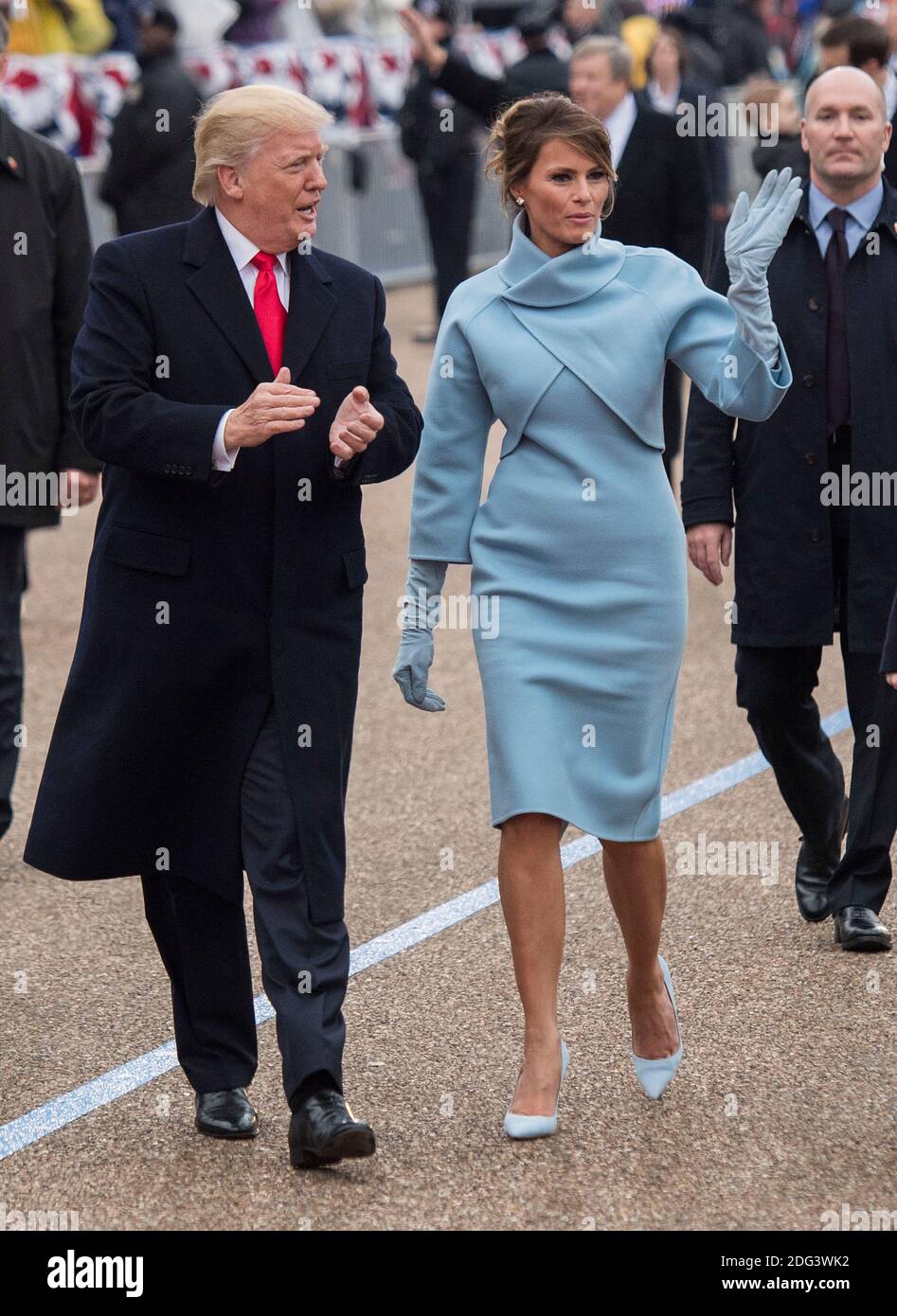 President Donald Trump and First Lady Melania Trump walk in their ...