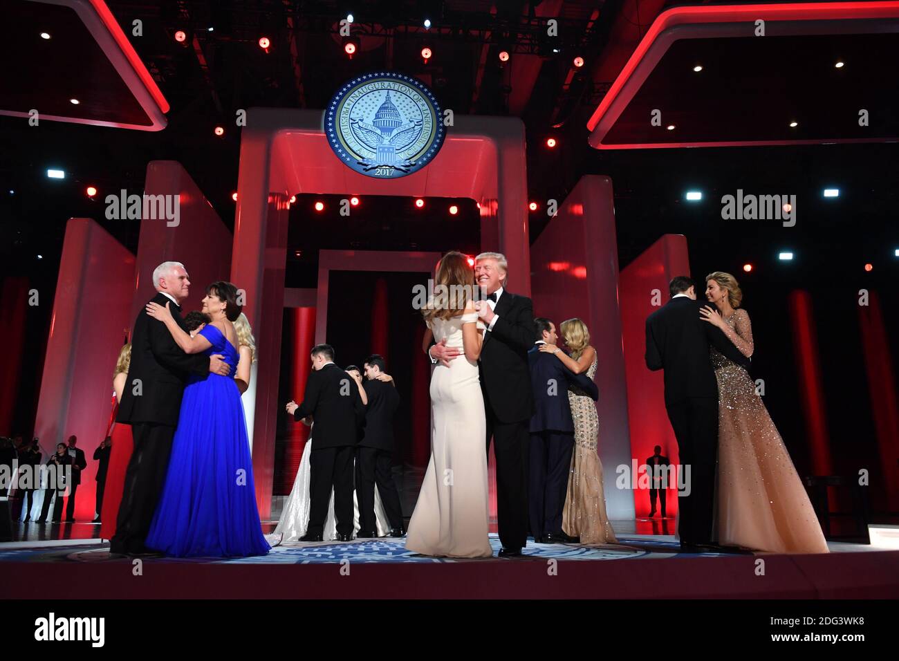 President Donald Trump and First Lady Melania Trump dance along with ...