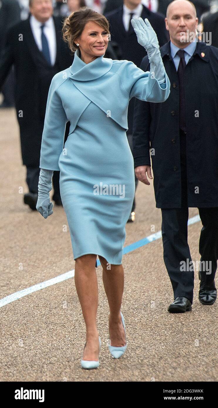 First Lady Melania Trump walk in the inaugural parade after President ...