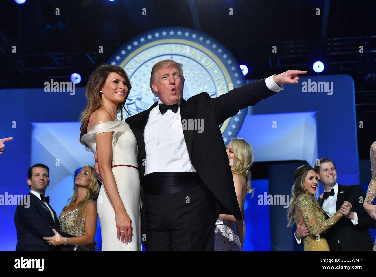 President Donald Trump and First Lady Melania Trump dance at the ...