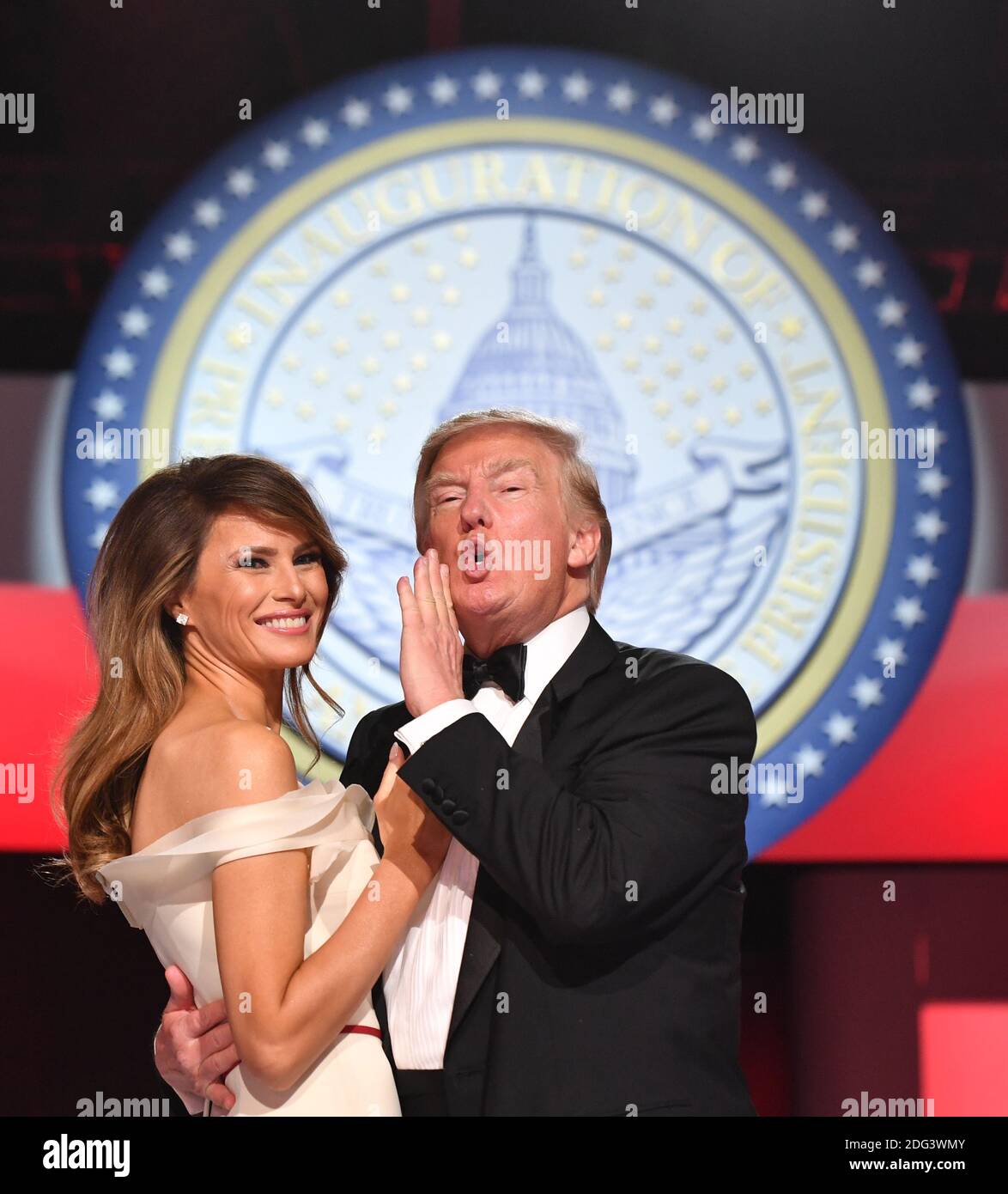 President Donald Trump and First Lady Melania Trump dance at the ...
