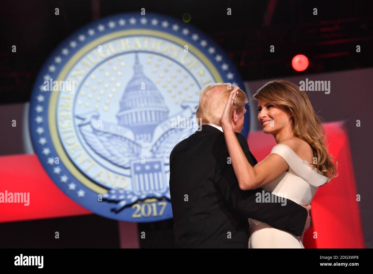 President Donald Trump and First Lady Melania Trump dance at the ...
