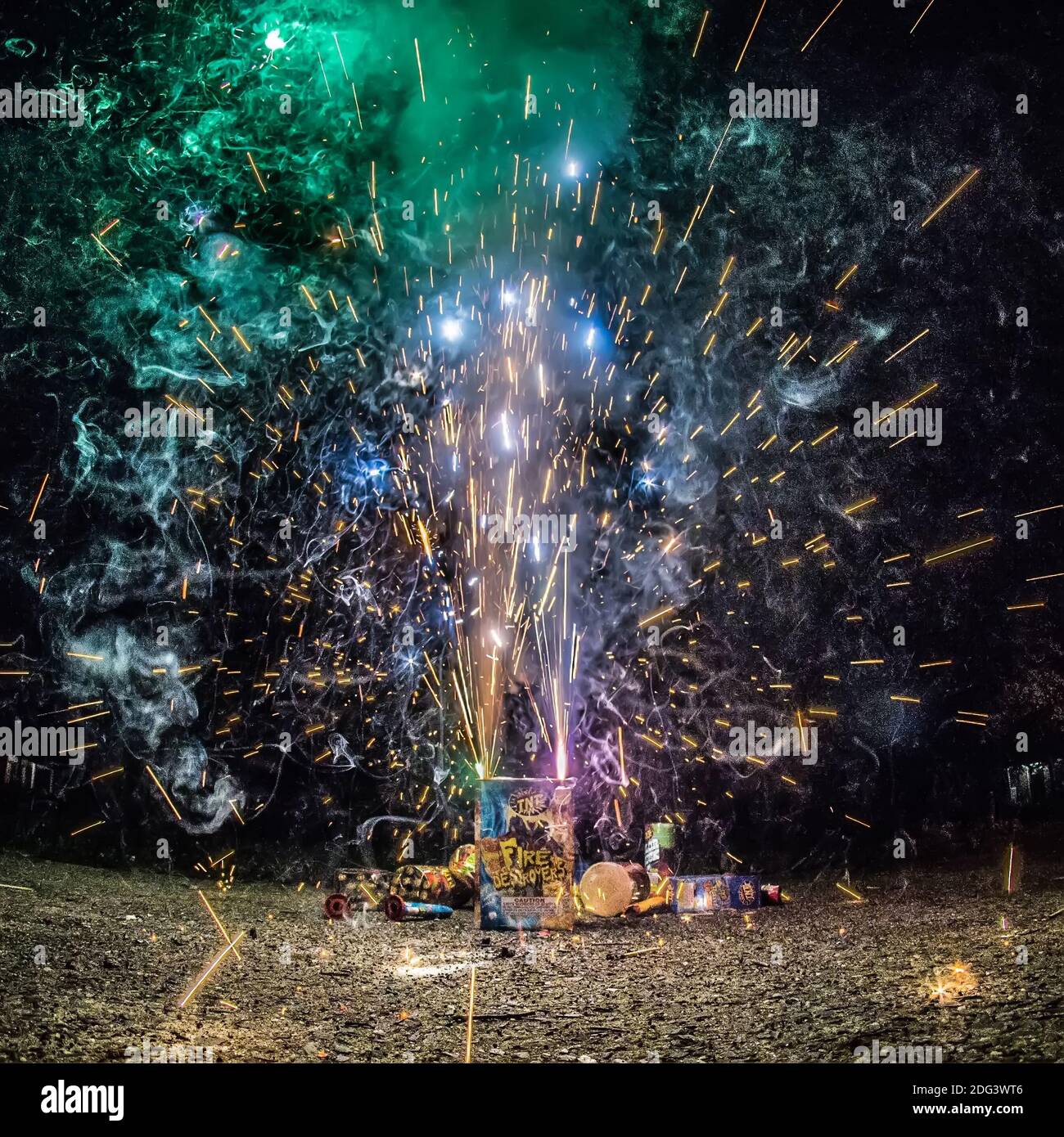 Fireworks at home in a driveway Stock Photo - Alamy