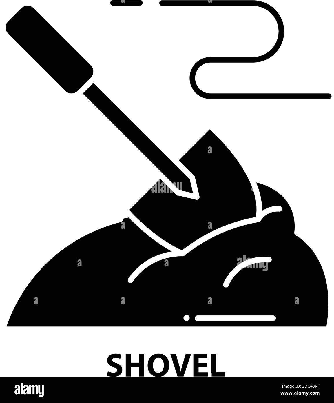 shovel icon, black vector sign with editable strokes, concept ...