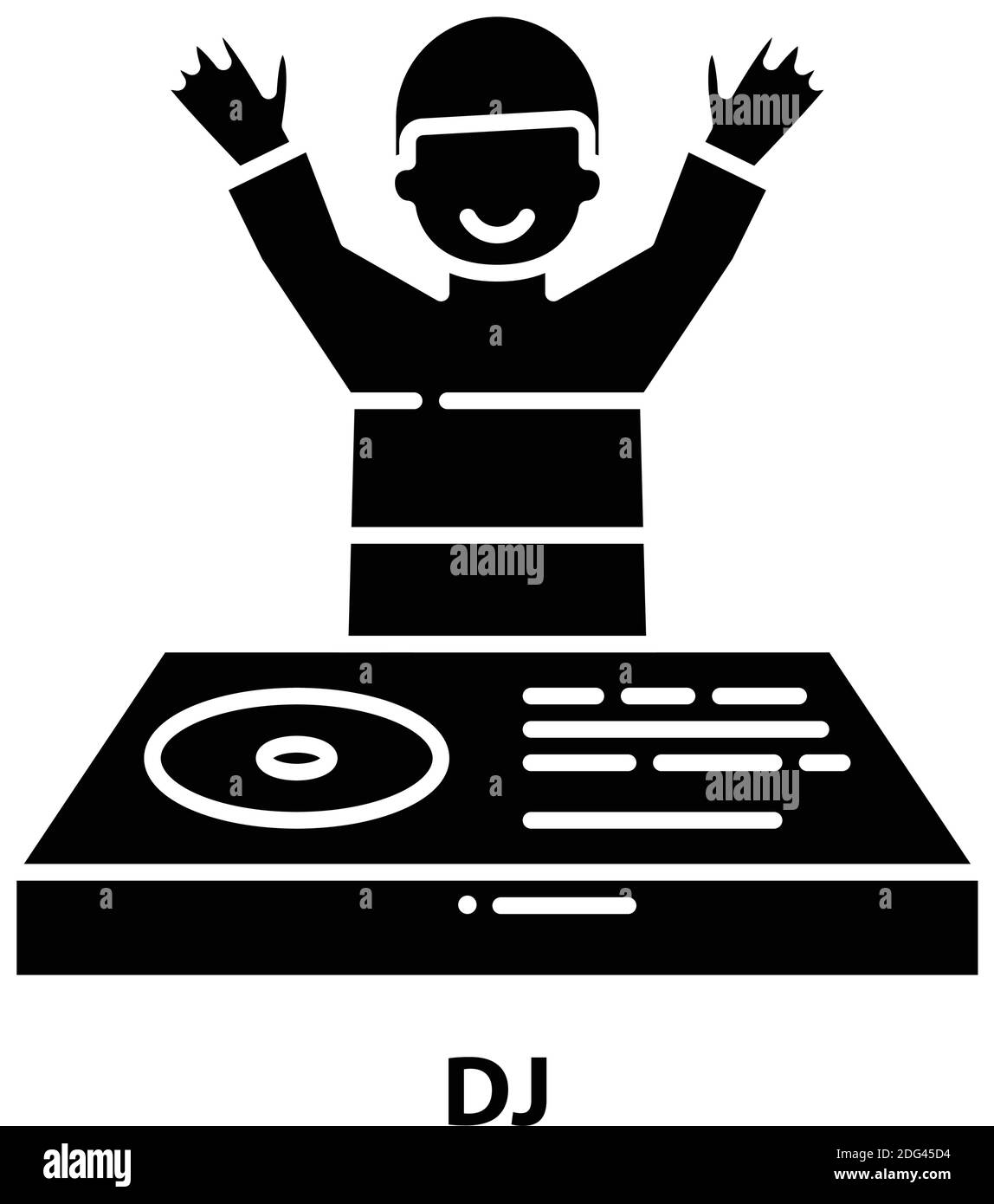 dj icon, black vector sign with editable strokes, concept illustration ...