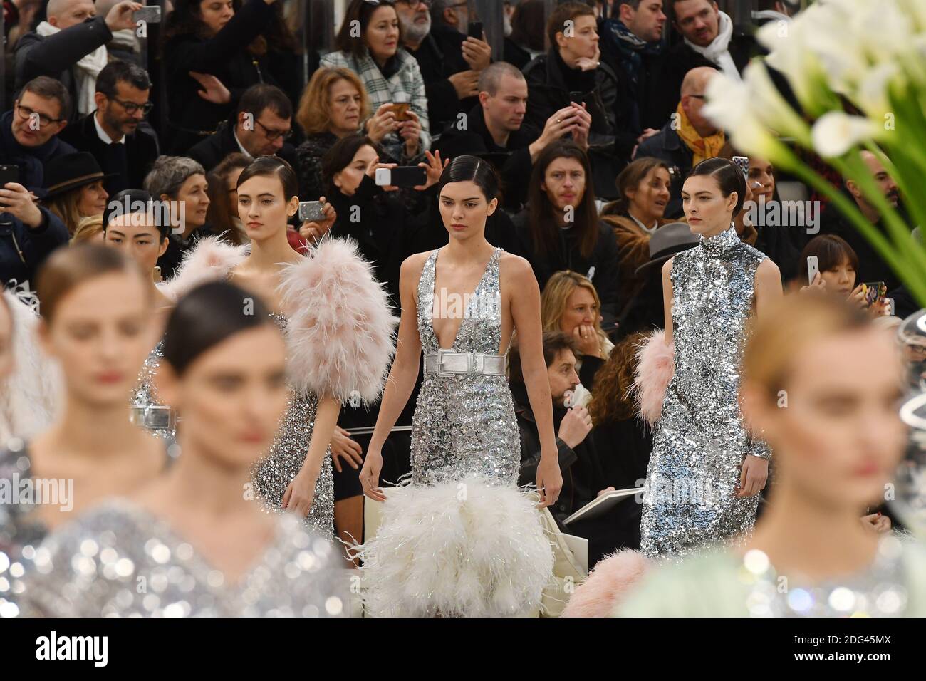 Kendall Jenner walks on the runway during the Chanel Haute Couture ...