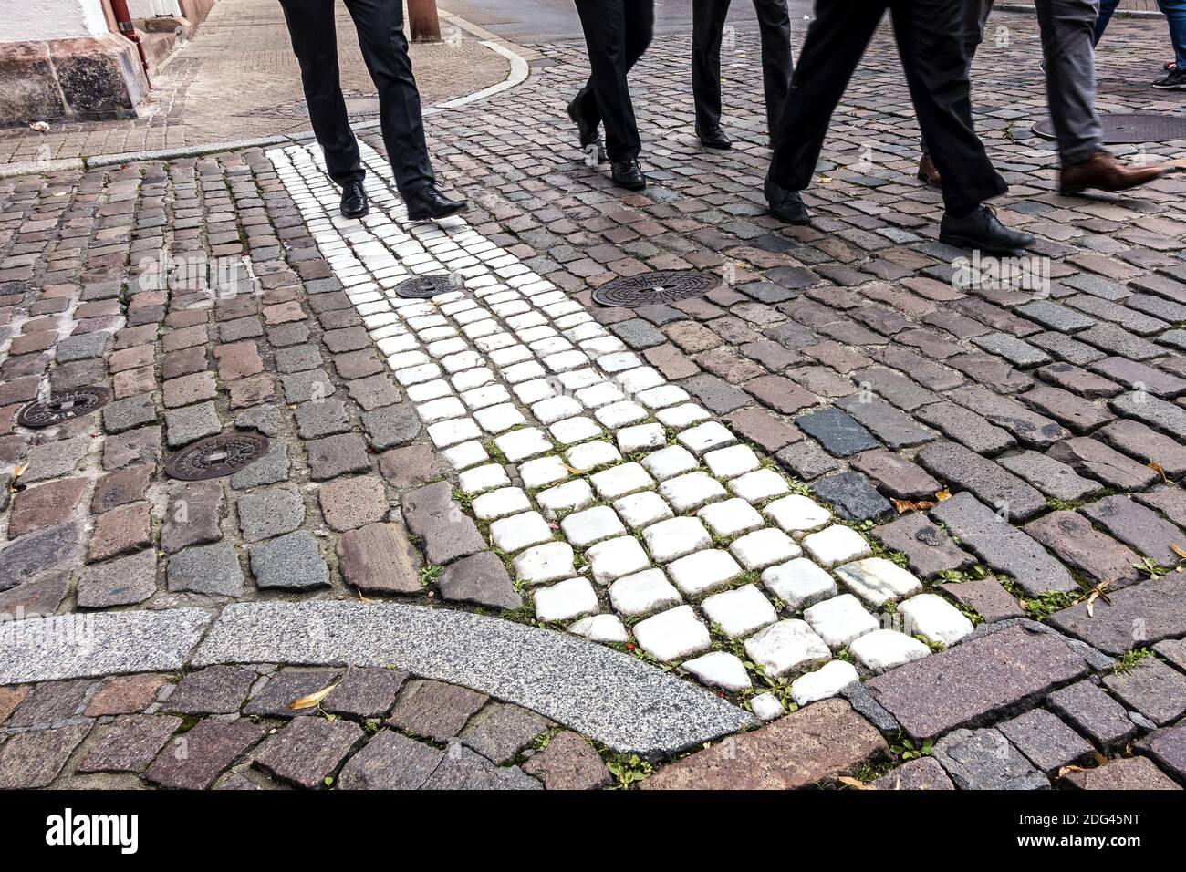 Cobblestone boundary line Stock Photo - Alamy