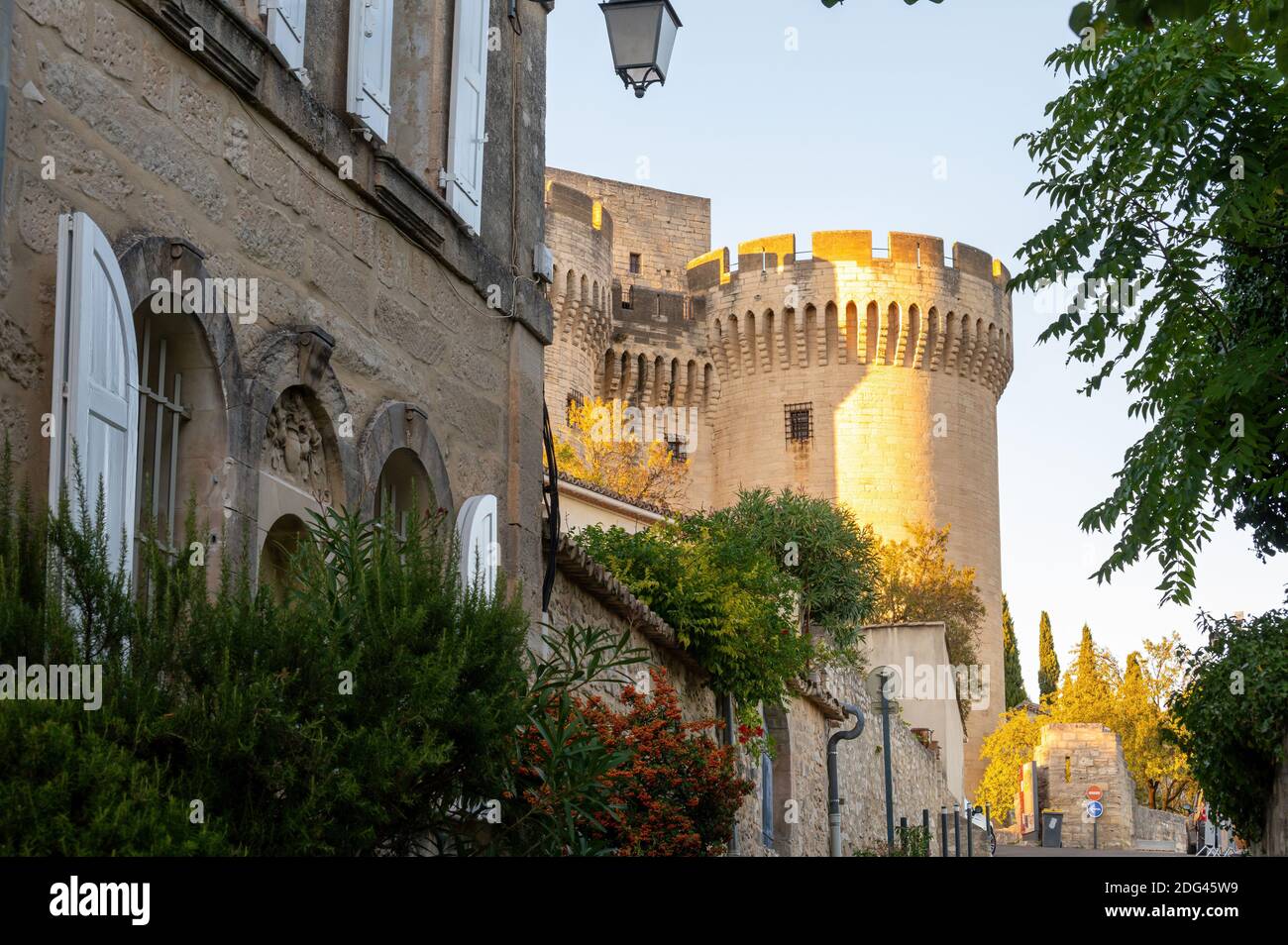 Old buildings and narrow streets in medieval town Villeneuve les ...
