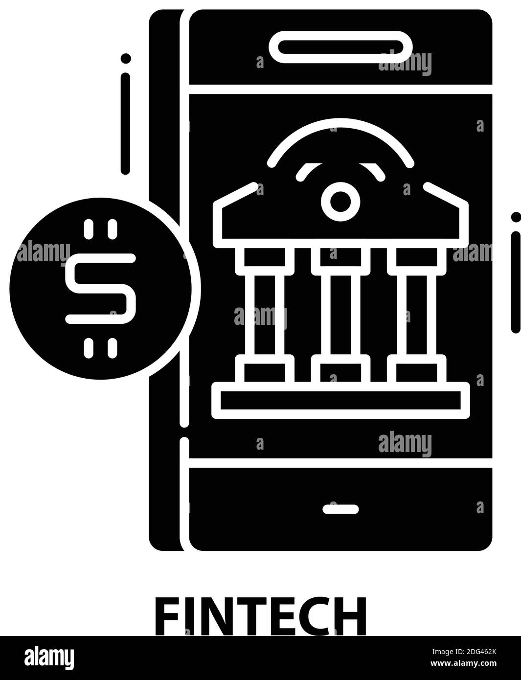 fintech icon, black vector sign with editable strokes, concept ...