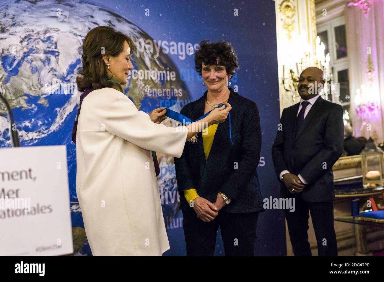 French sailor Isabelle Autissier with the order of Commandeur de l ...