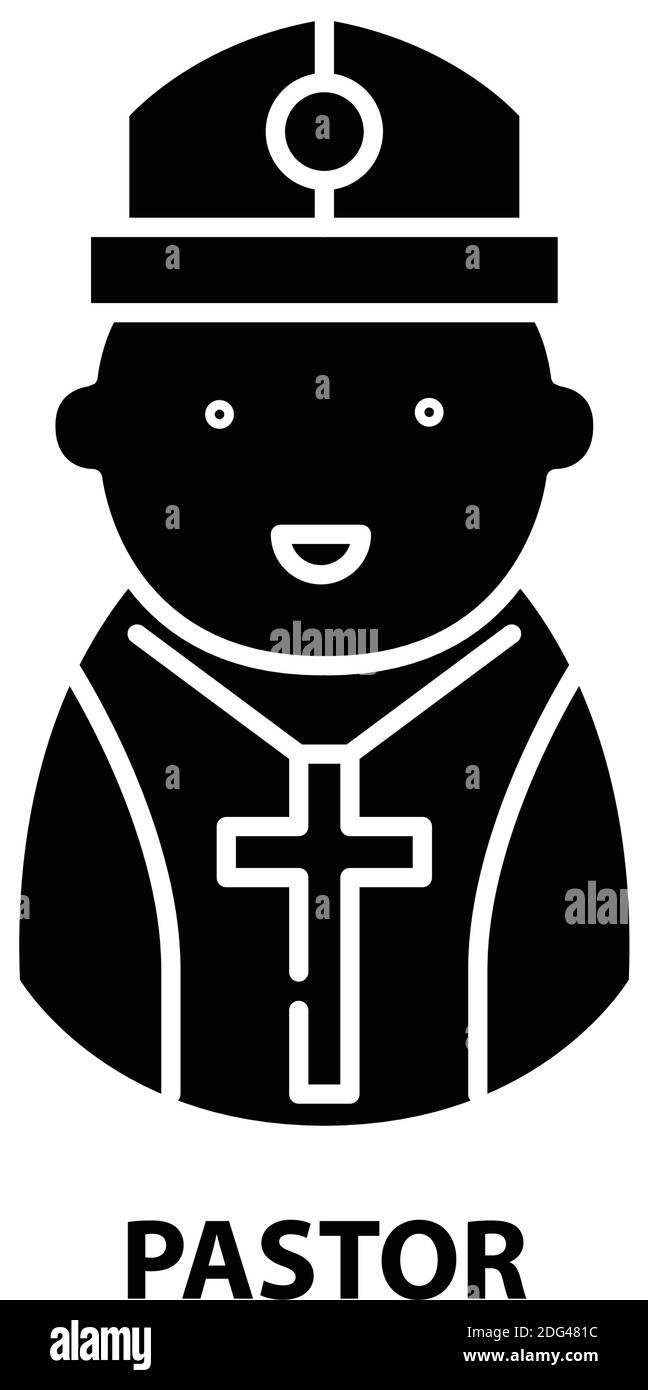pastor icon, black vector sign with editable strokes, concept ...