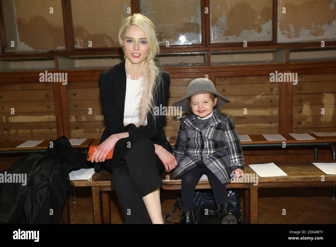 Coco Rocha and her daughter attending the Bonpoint collection Winter ...