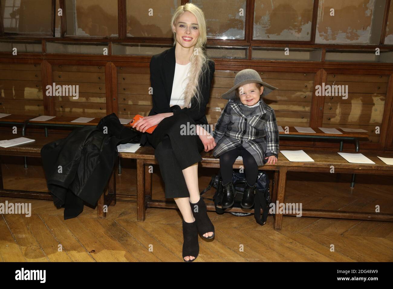 Coco Rocha and her daughter attending the Bonpoint collection Winter ...