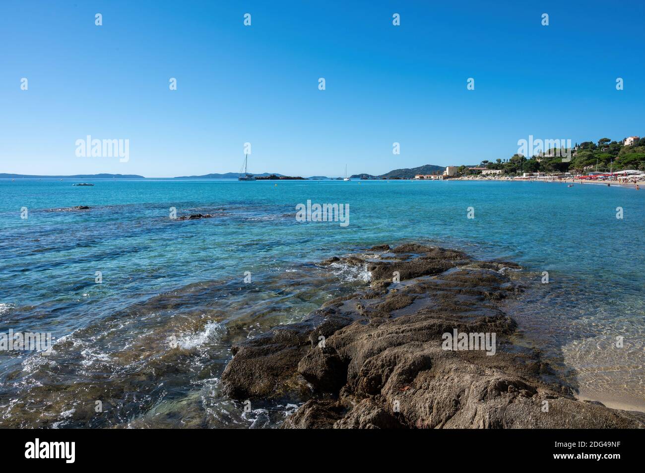 Summer vacation on French Riviera, crystal clear azure blue water of ...