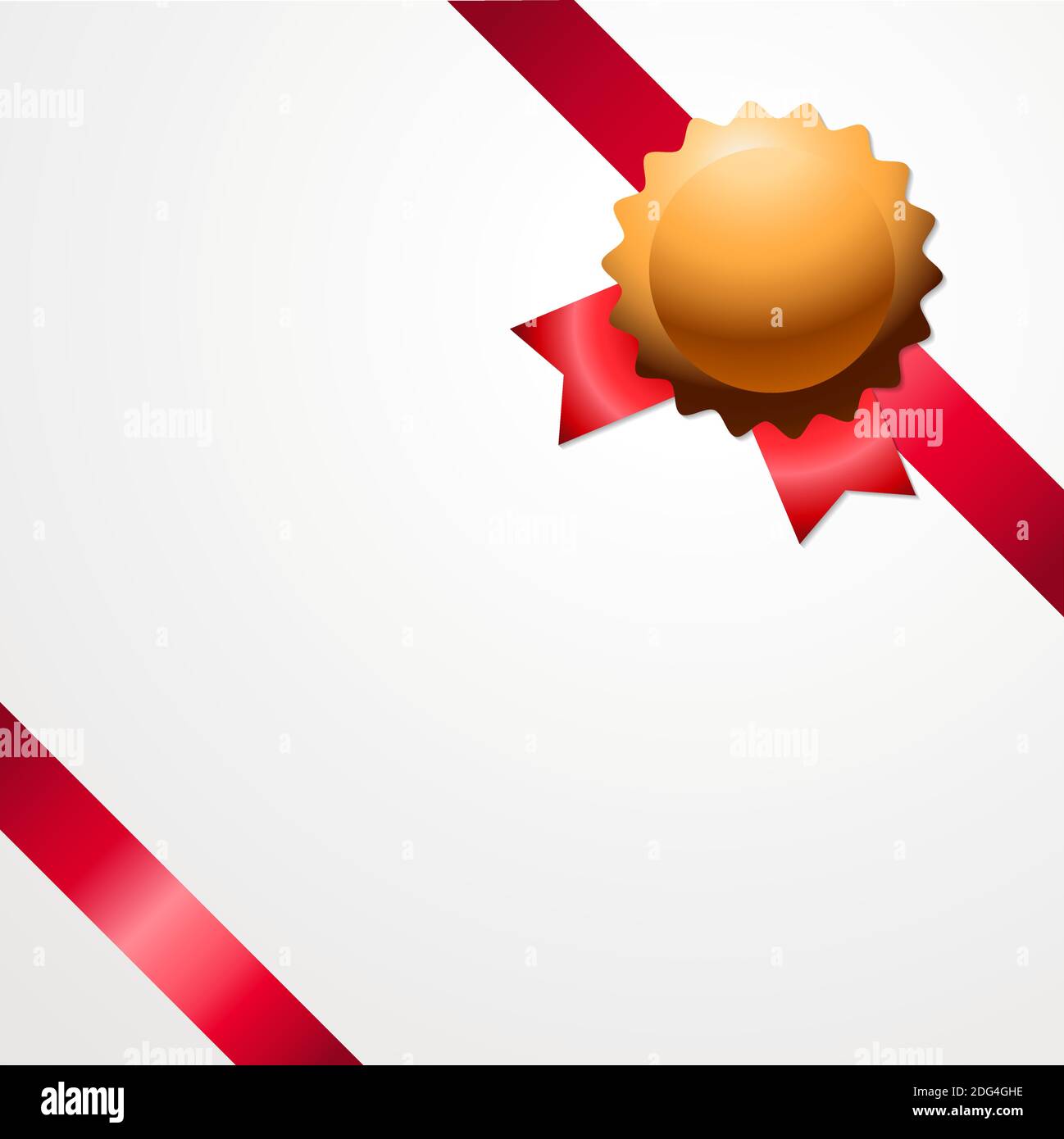 Quality control Vector template with copy space Gold badge with red ...