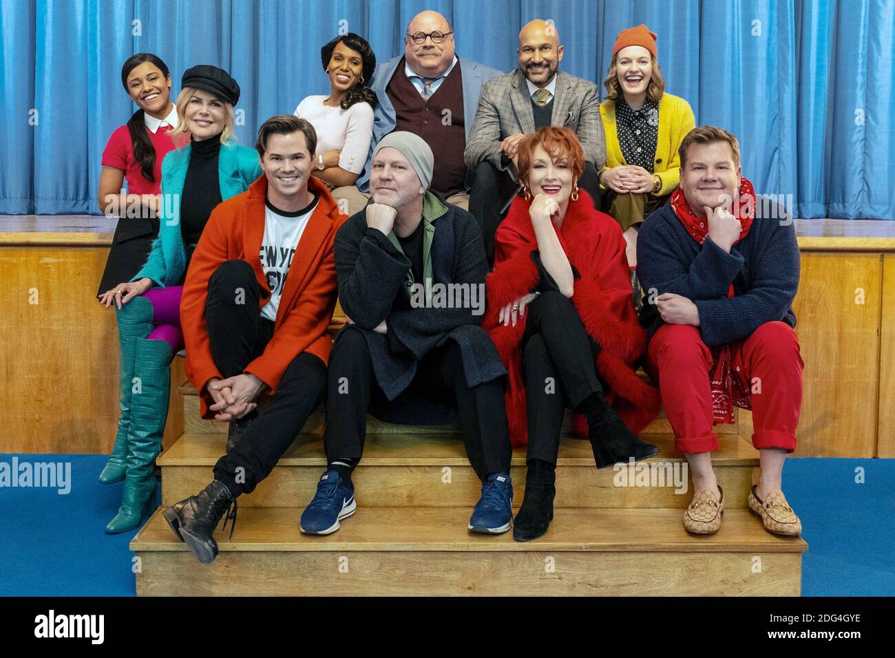 THE PROM, front from left: Andrew Rannells, director Ryan Murphy, Meryl ...